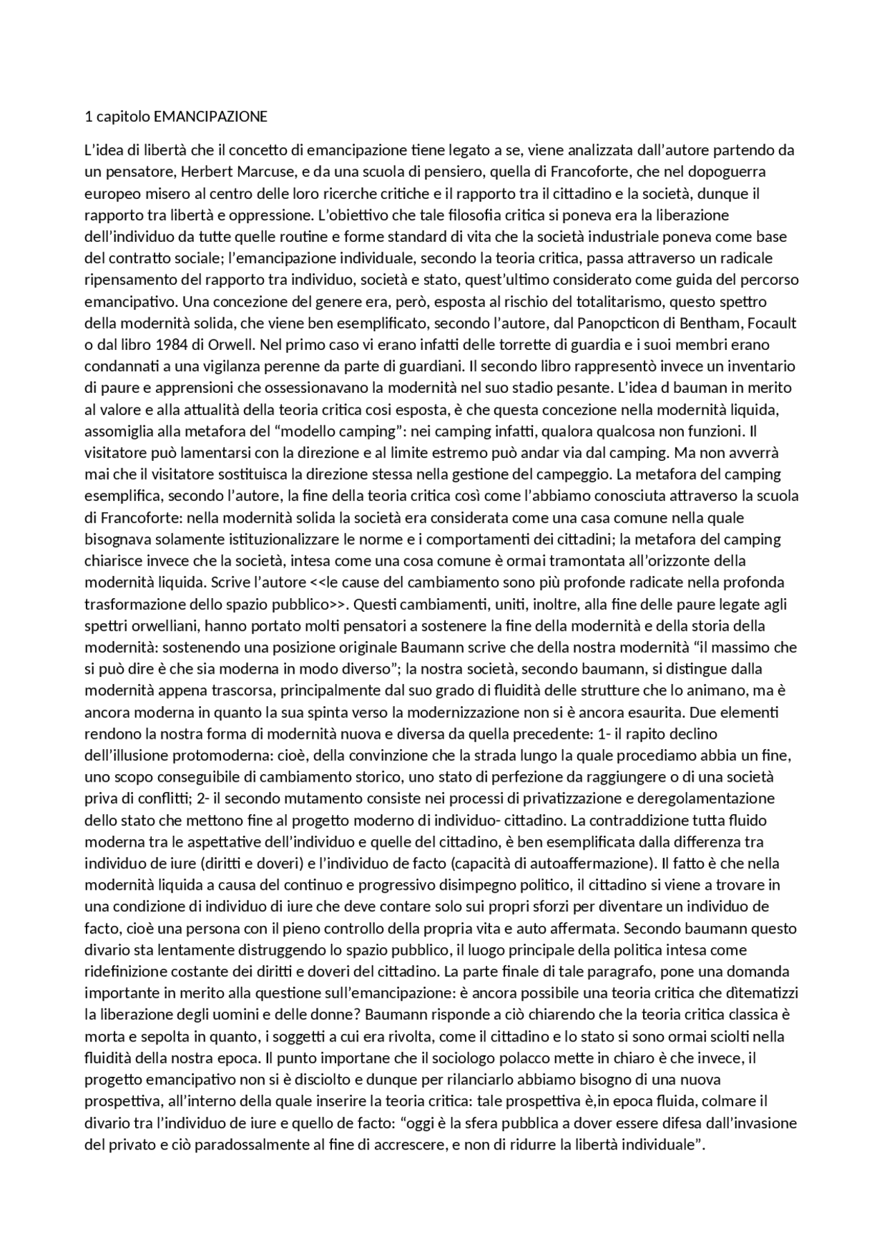 Riassunto Modernità Liquida Bauman Docsity