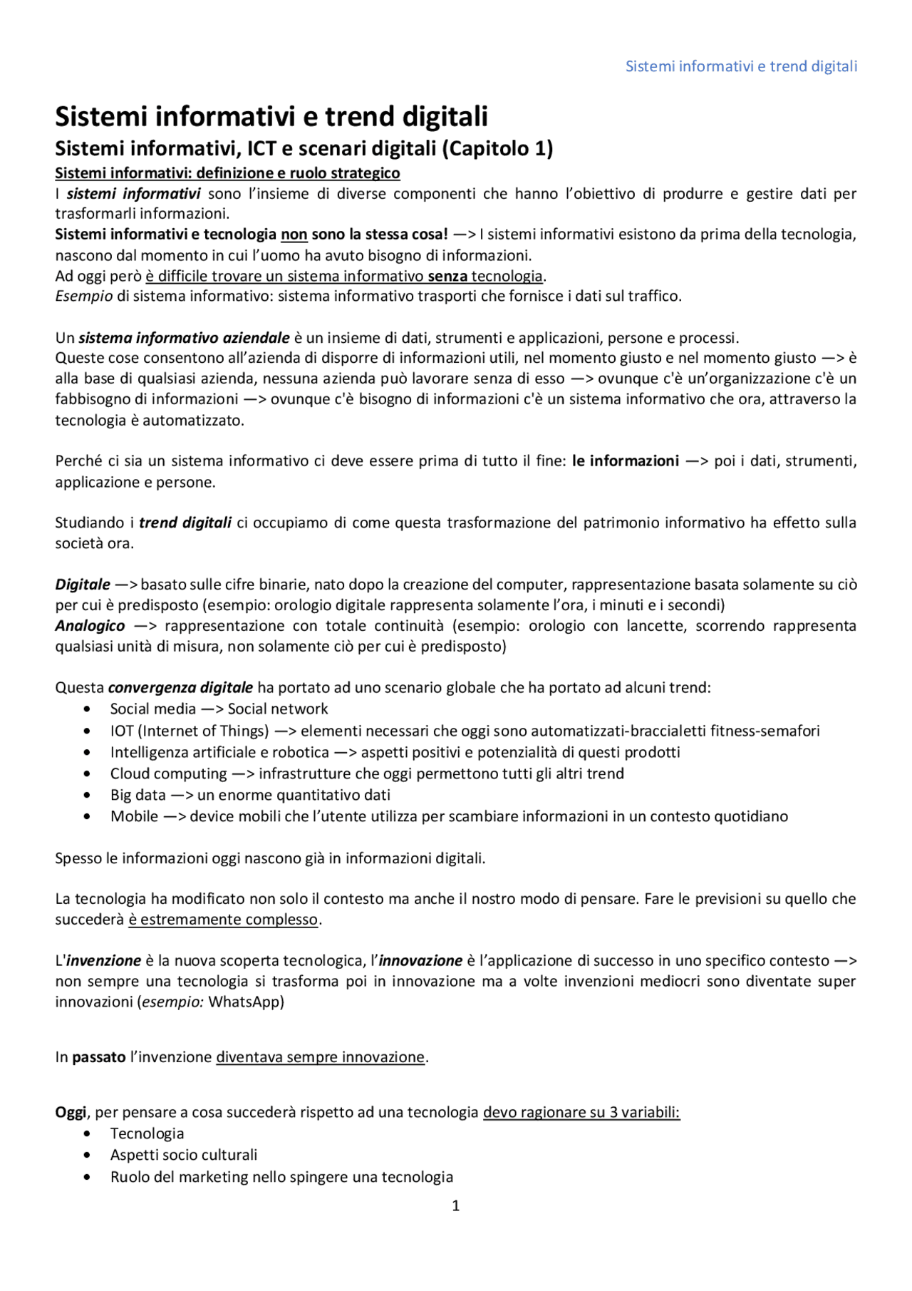 Sistemi Informativi E Trend Digitali Docsity