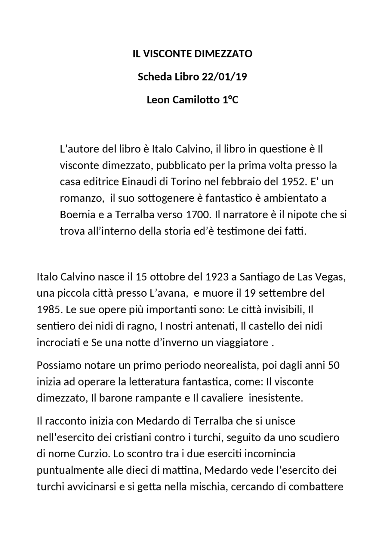 Scheda Libro Del Visconte Dimezzato Docsity