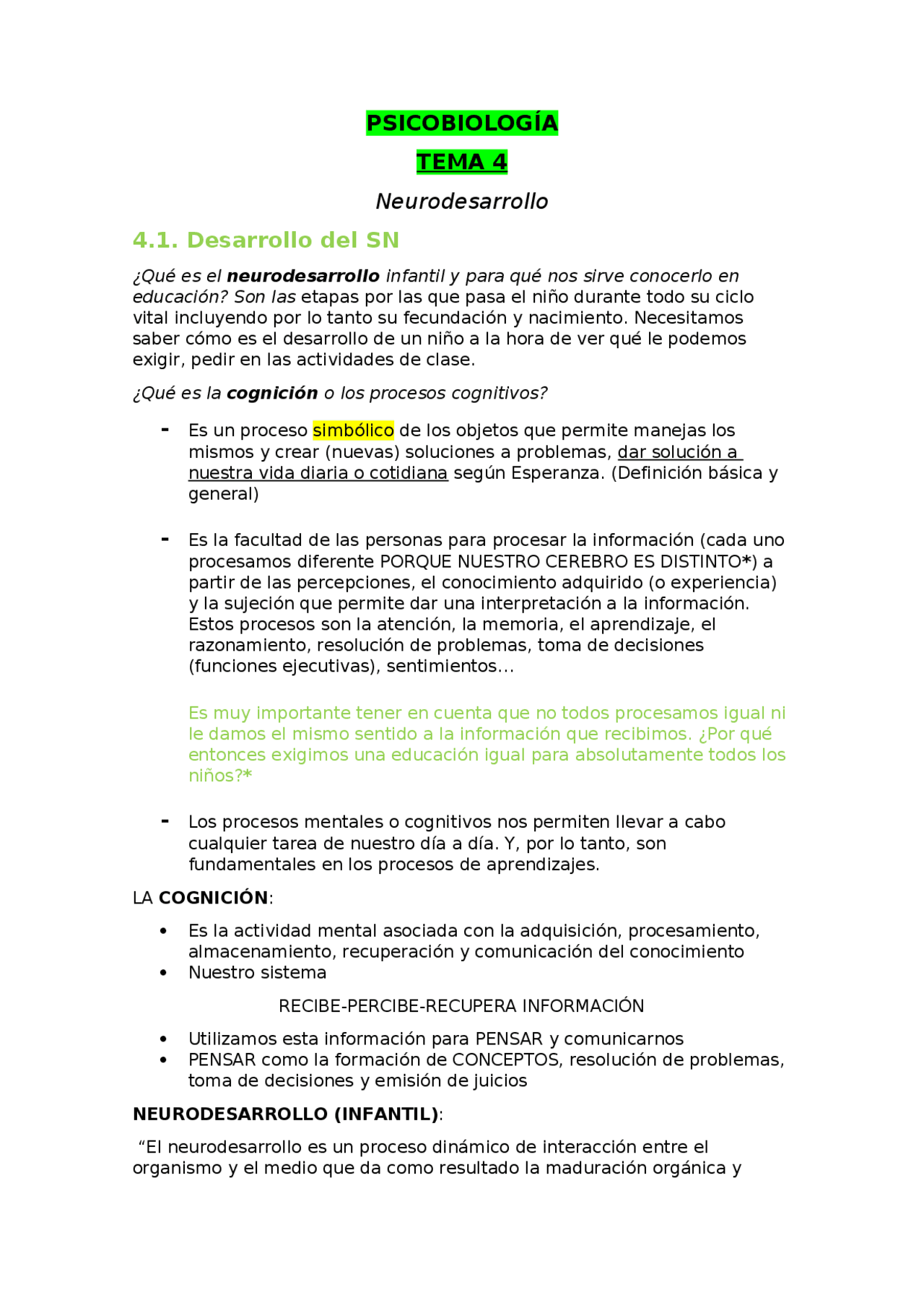 Apuntes PsicobiologÍa De La EducaciÓn Docsity