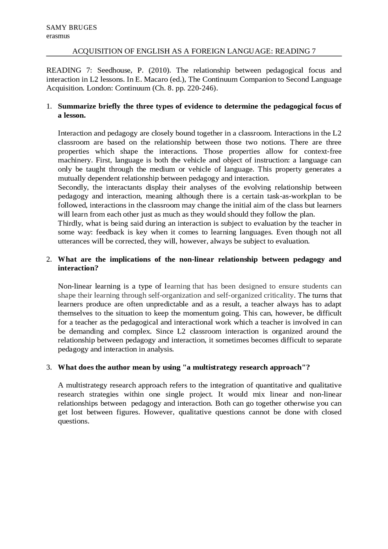 Acquisition Of English As A Foreign Language Reading 7 Docsity