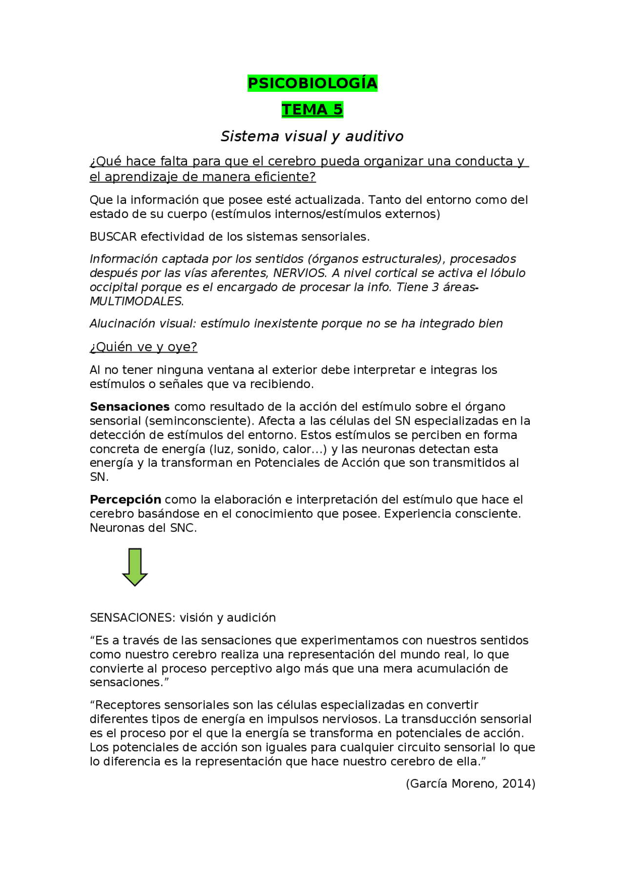 Apuntes PsicobiologÍa De La EducaciÓn Apuntes De Psicobiología Docsity
