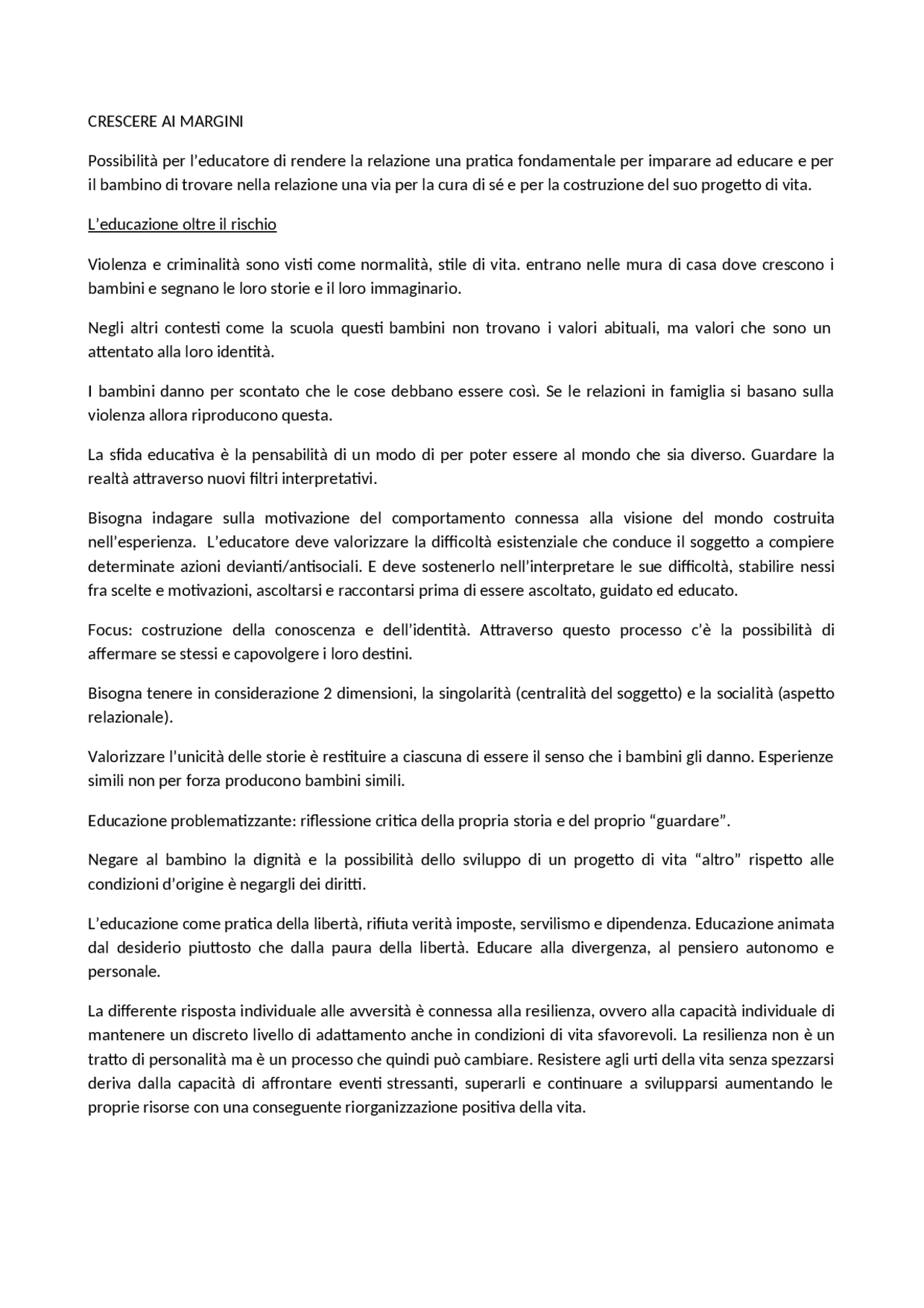 Crescere Ai Margini Libro Docsity