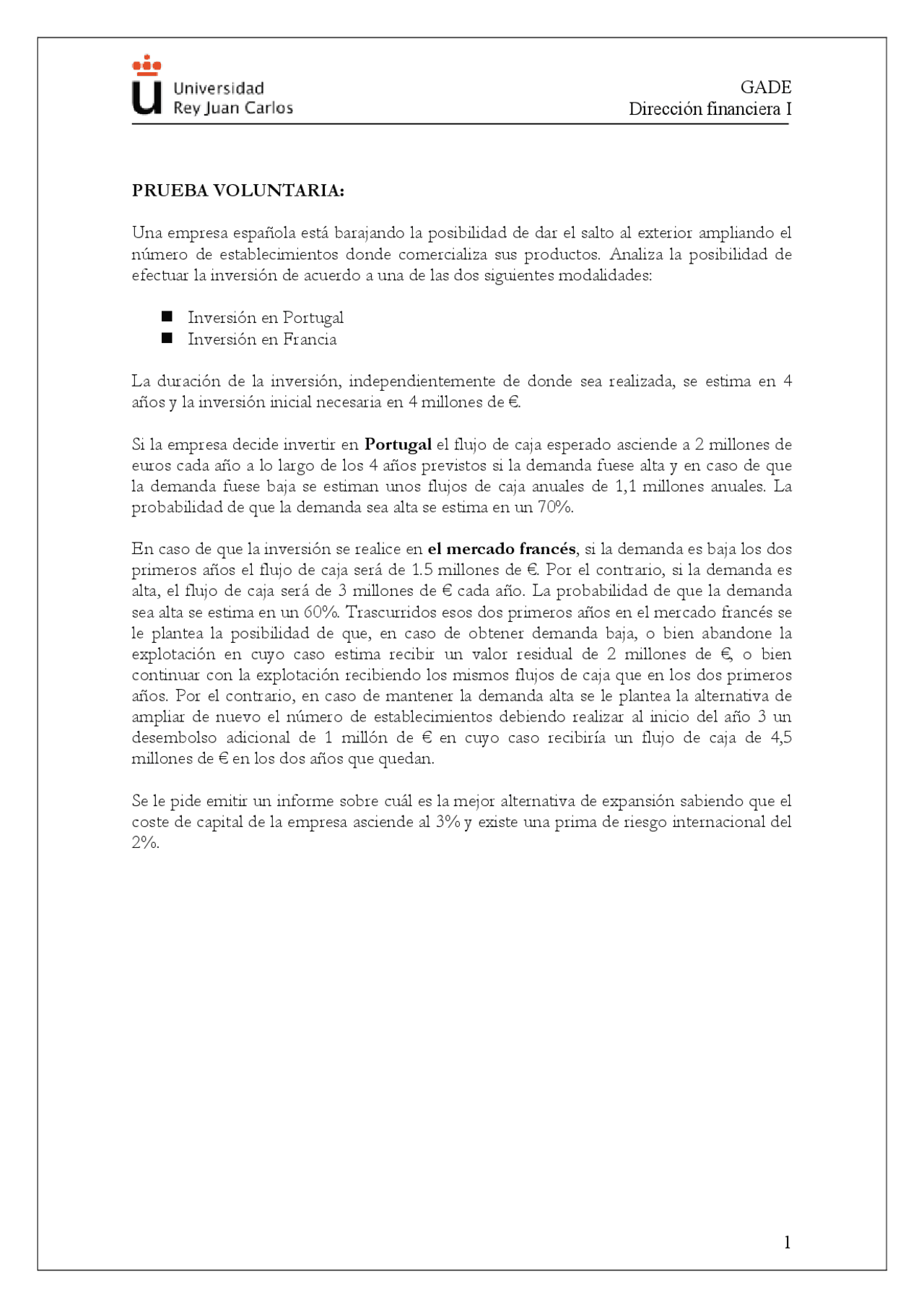 Apuntes De Casos Prácticos De Dirección Financiera 1 Ade Docsity