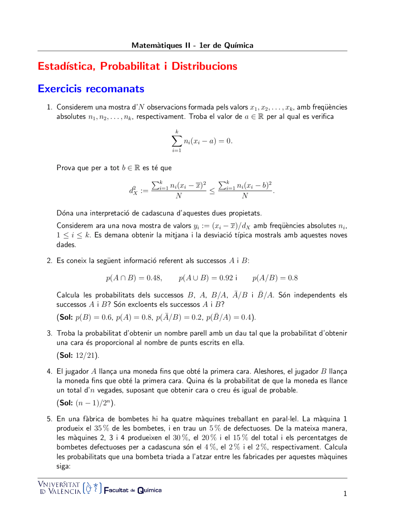 Problema Matemàtiques Ii Docsity