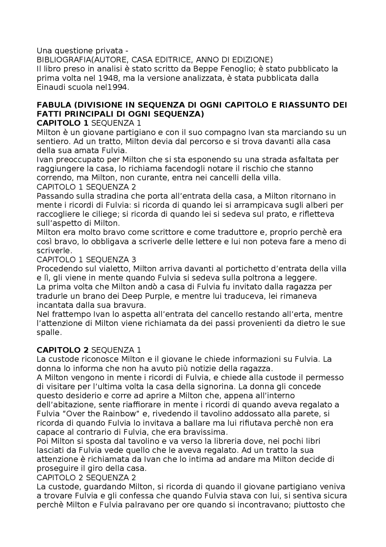 Riassunto Una Questione Privata Beppe Fenoglio Appunti Di Letteratura