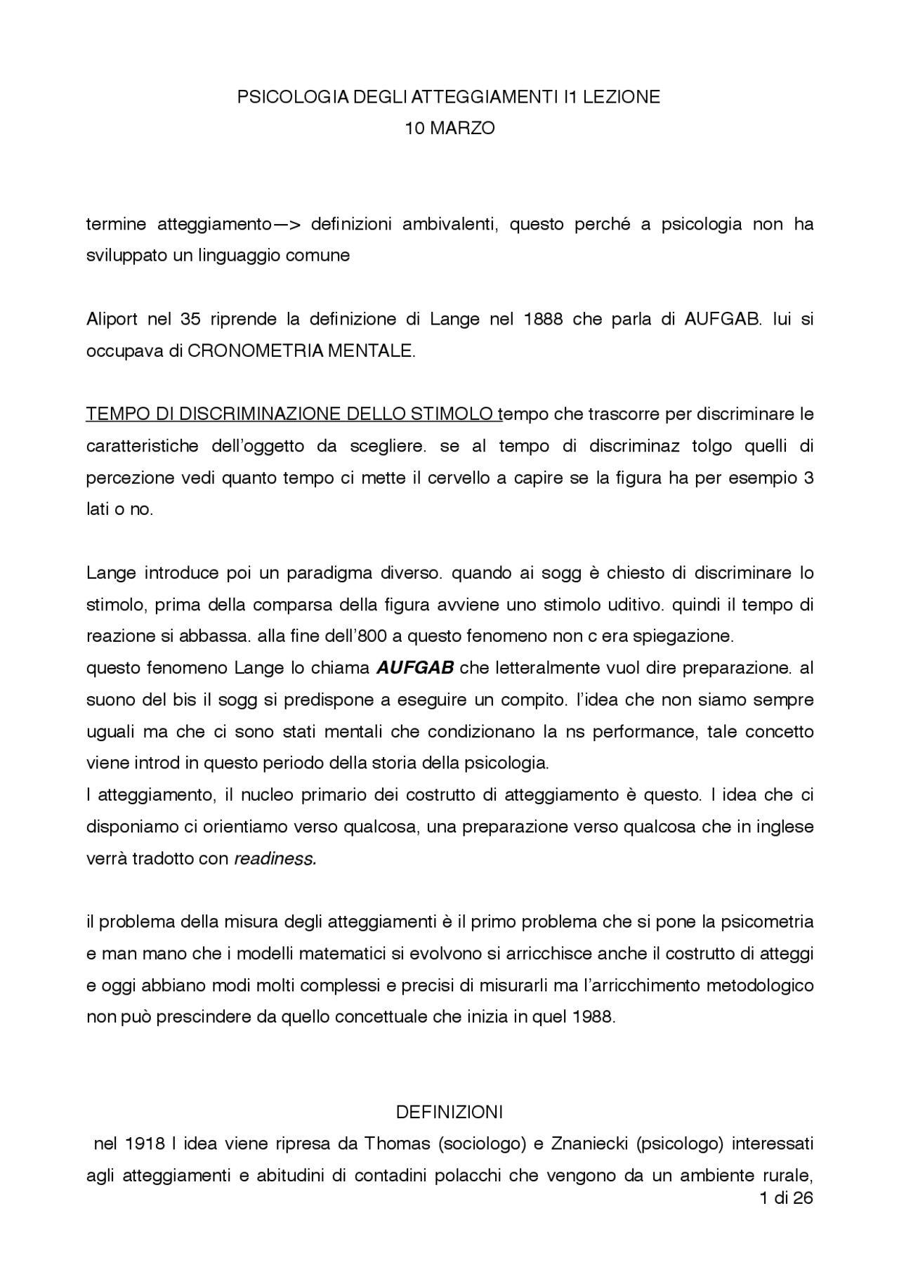 Psicologia Degli Atteggiamenti Docsity