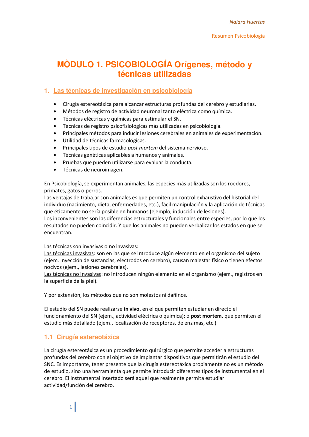 Psicobiologia Modulo Uno Pdf Docsity