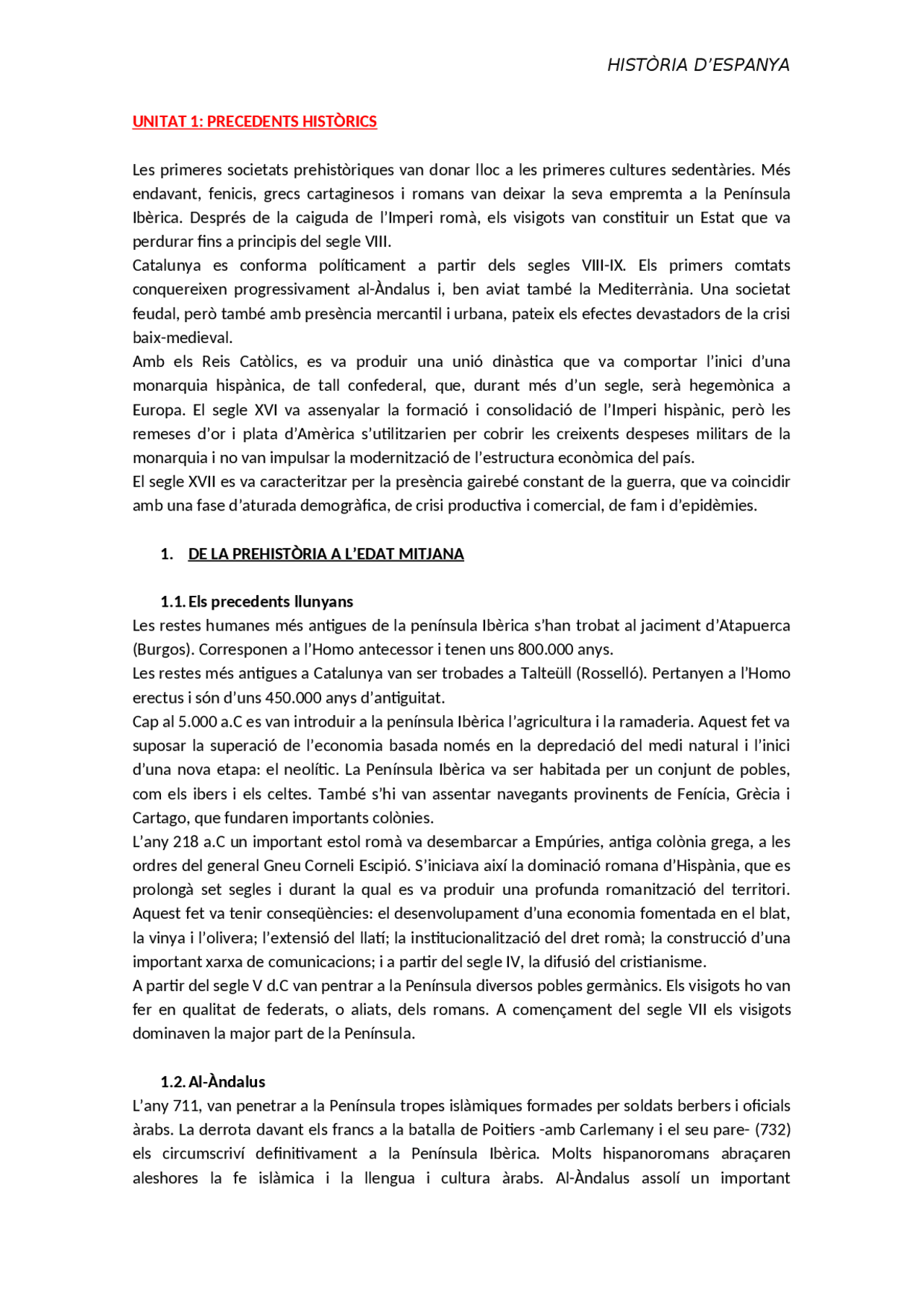 Tema 1 I 2 HistÒria Segon De Batxillerat Docsity