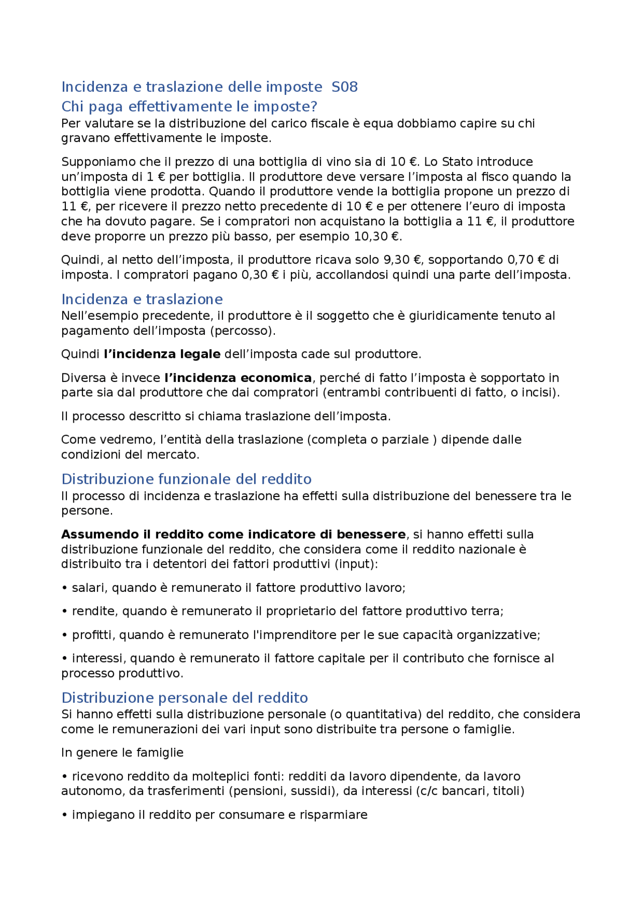 08 Incidenza E Traslazione Delle Imposte Docsity