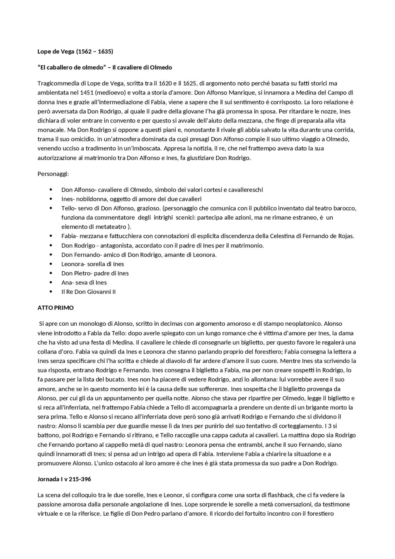 Letteratura Spagnola Docsity