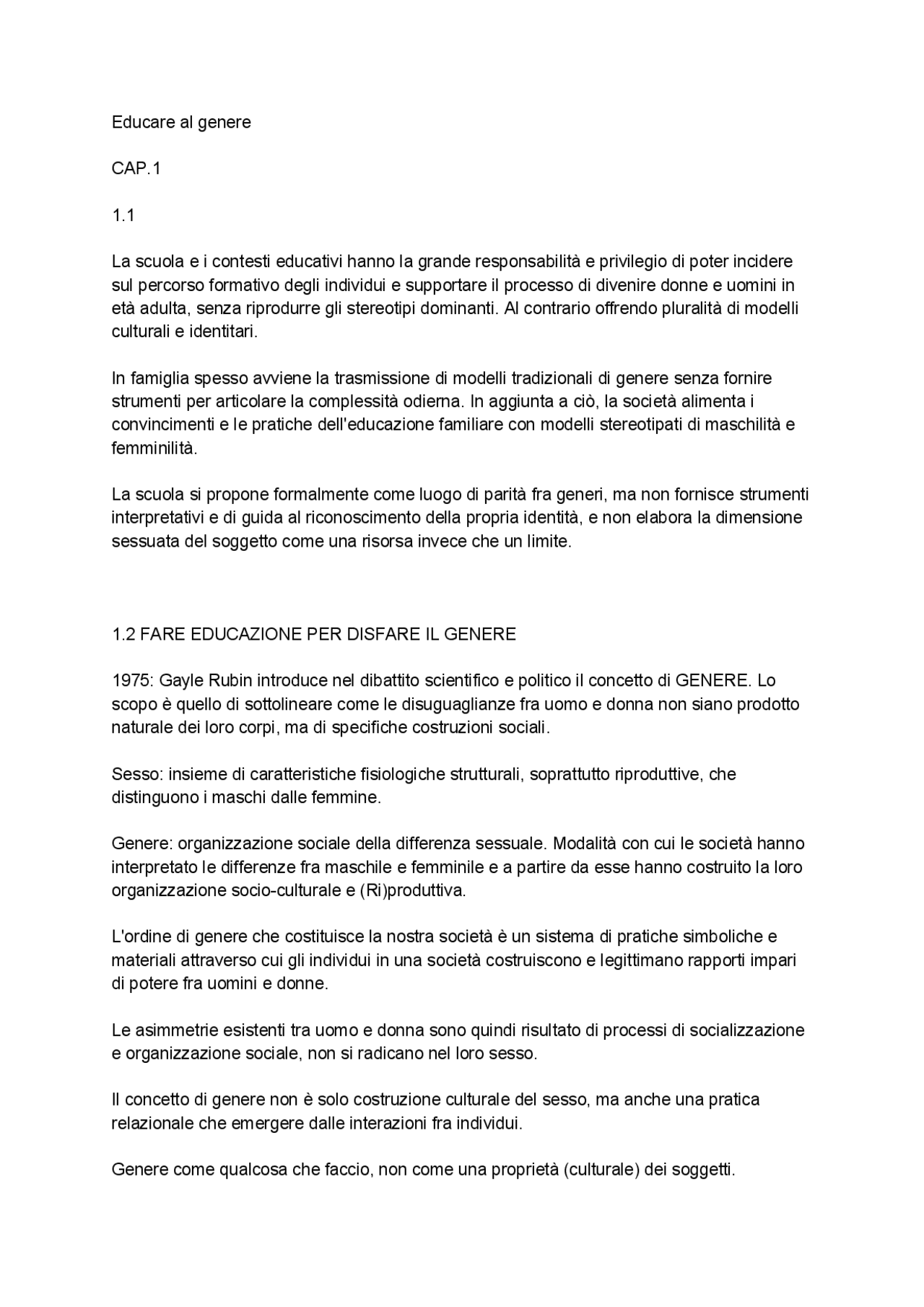 Libro Educare Al Genere Docsity
