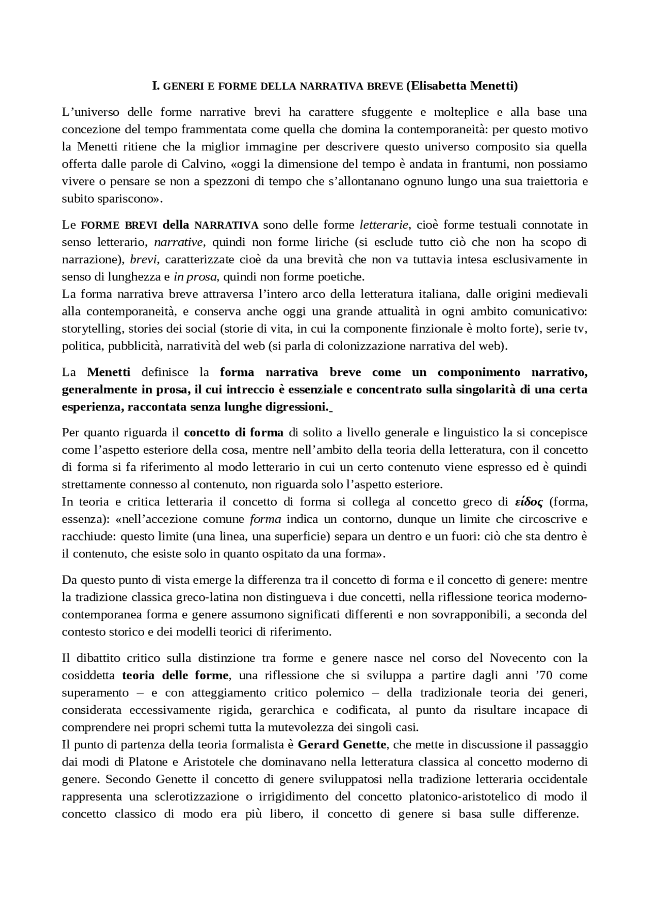 Forme Brevi Della Narrativa Docsity