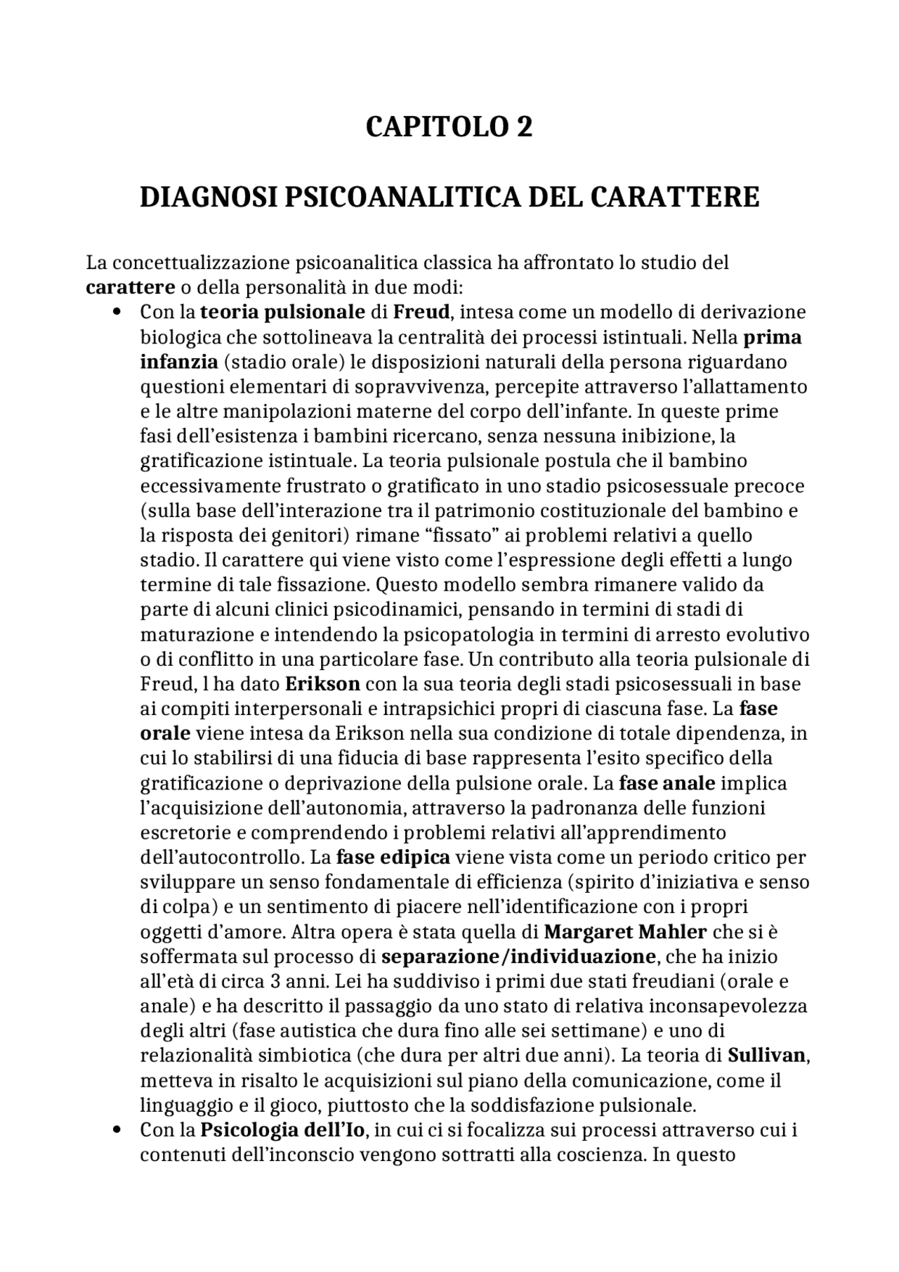 Diagnosi Psicanalitica Docsity