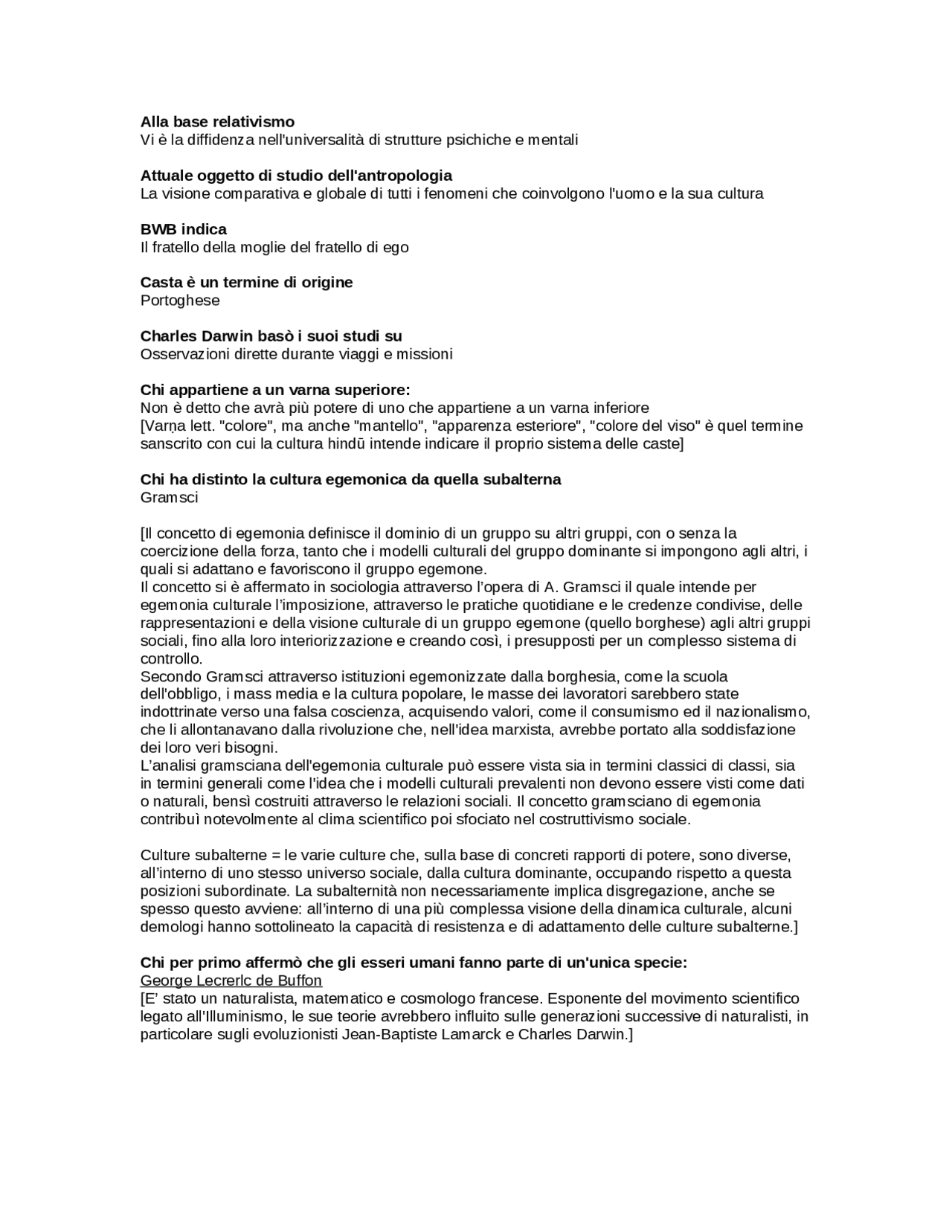 24 Cfu Pegaso Test Antropologia Docsity