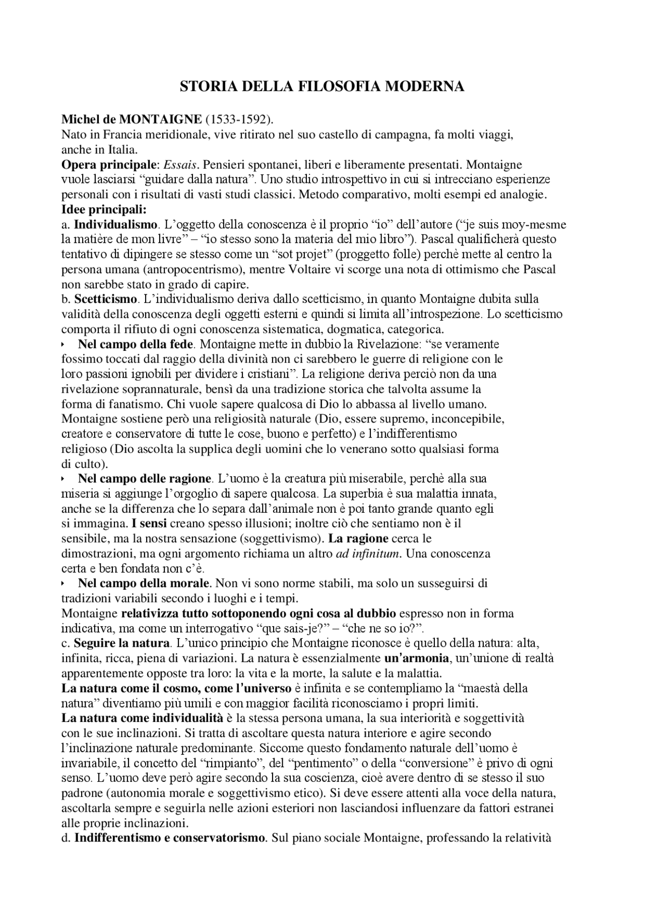 Storia Della Filosofia Moderna Docsity