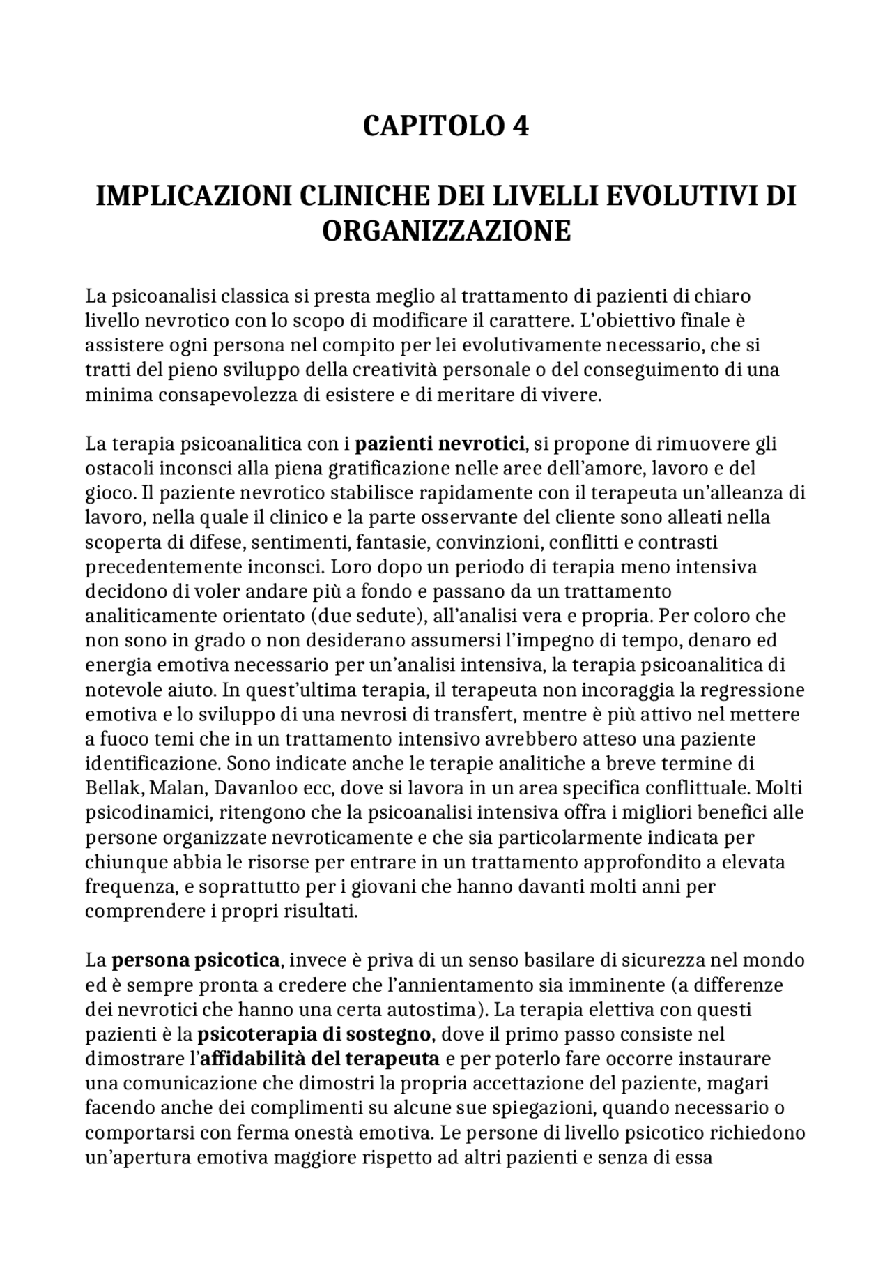 Diagnosi Psicanalitica Docsity