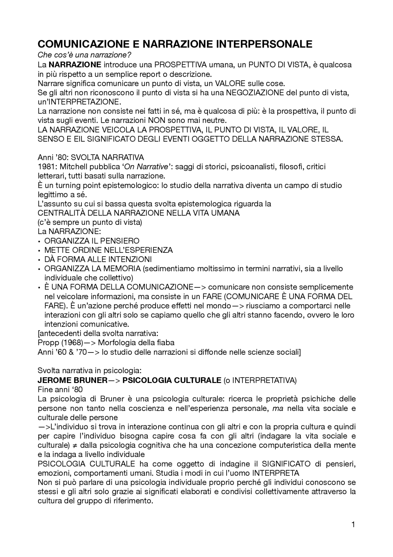 Comunicazione E Narrazione Interpersonale Docsity