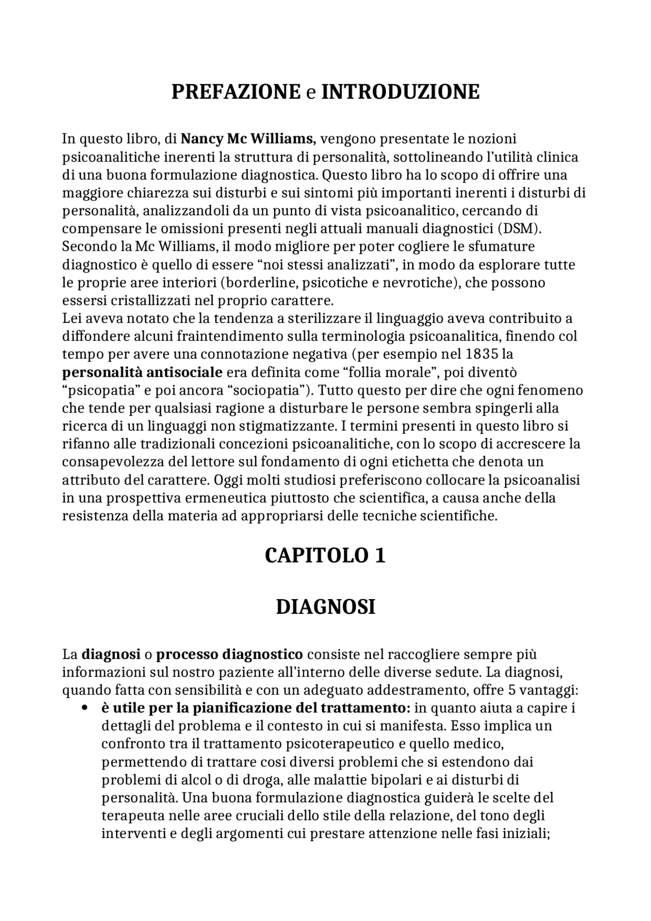 Diagnosi Psicanalitica Docsity