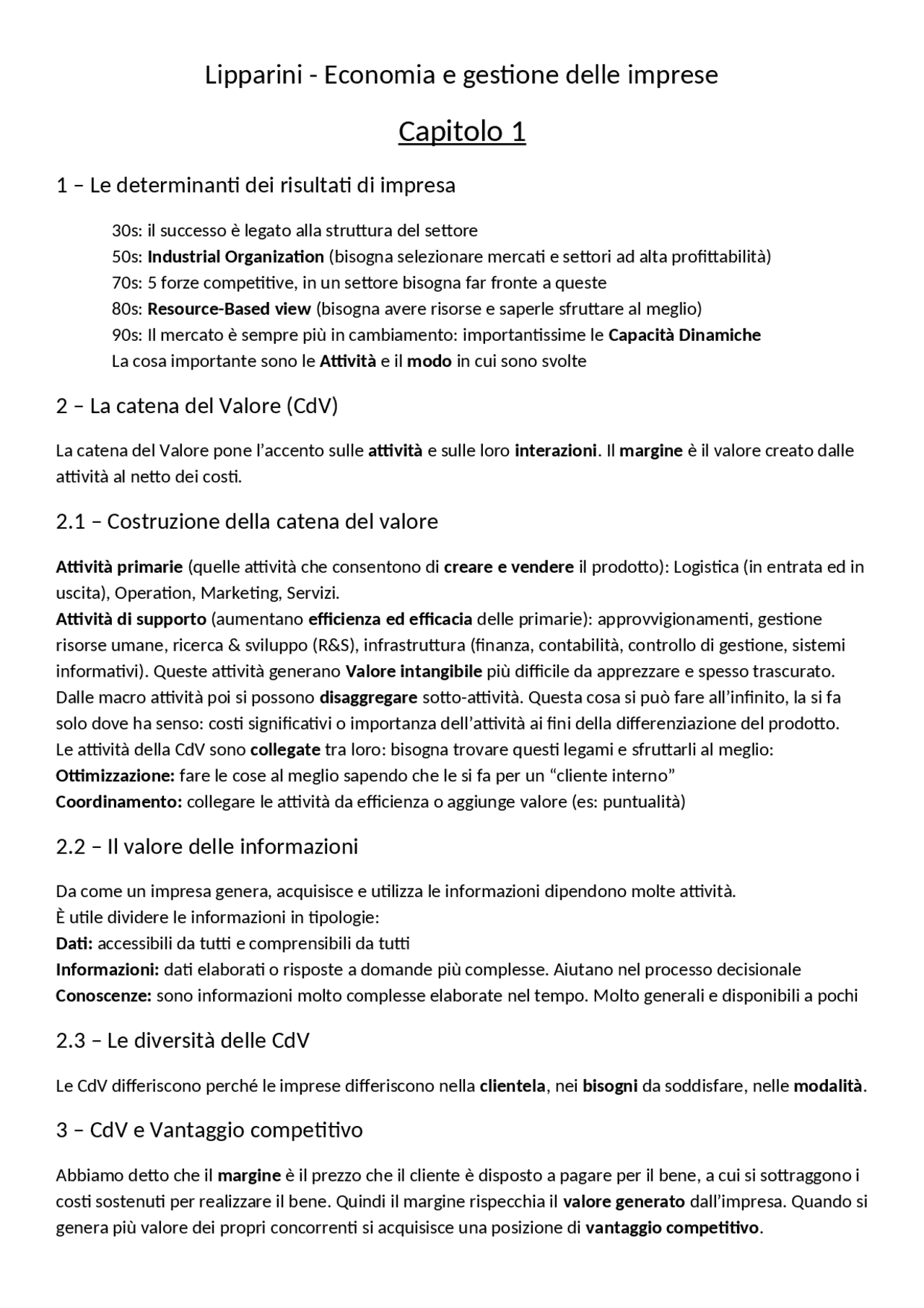 Riassunto Economia E Gestione Delle Imprese Lipparini Docsity