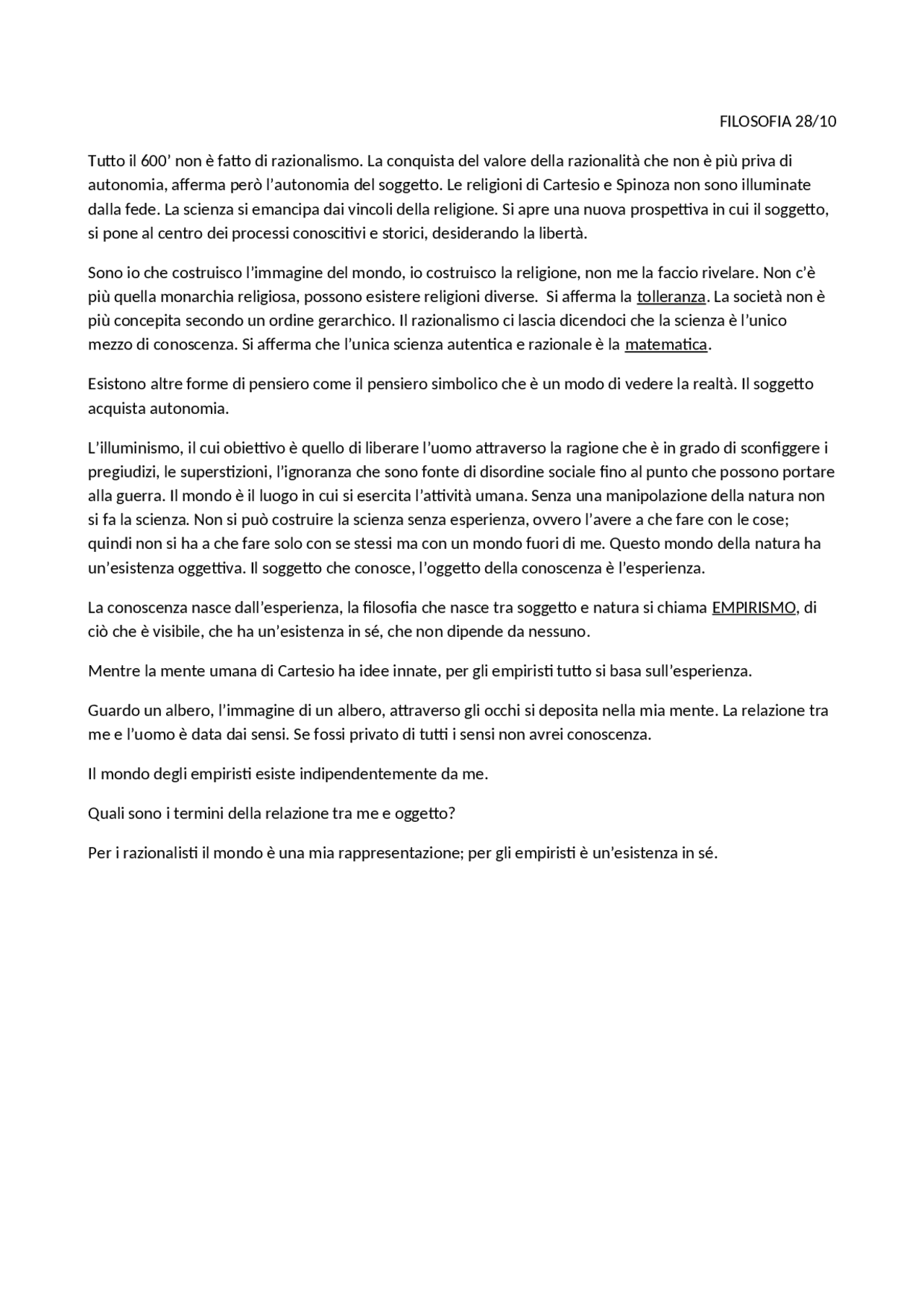 Filosofia Del Seicento Docsity