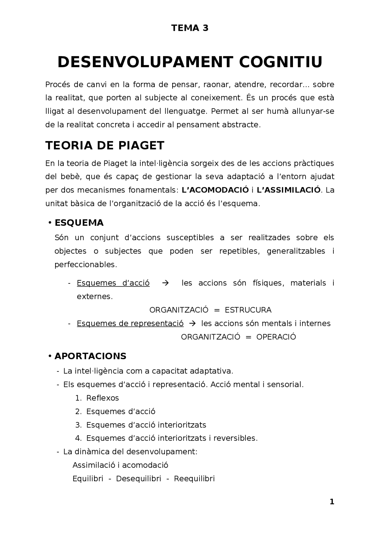 Desenvolupament Cognitiu Tema 3 Docsity