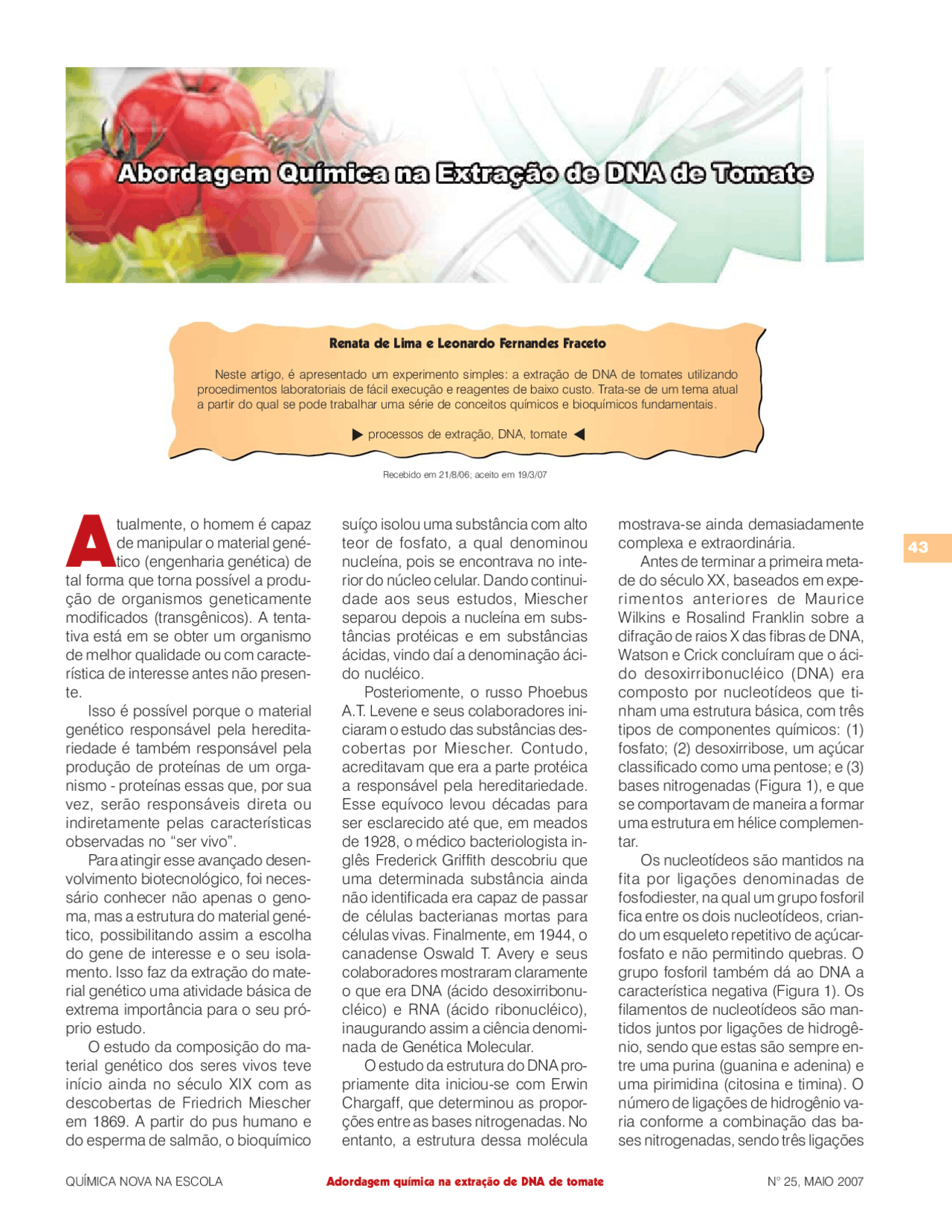 Extração De Dna Do Tomate Docsity