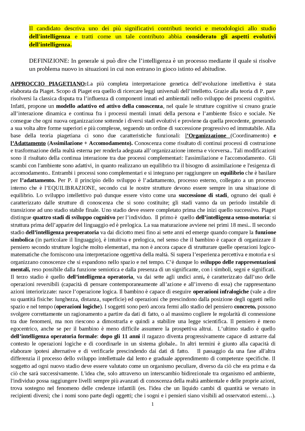 Presentazione Teoria Piaget Docsity