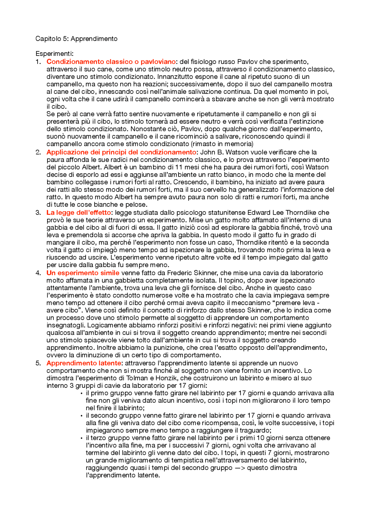 Capitolo Dellapprendimento Docsity
