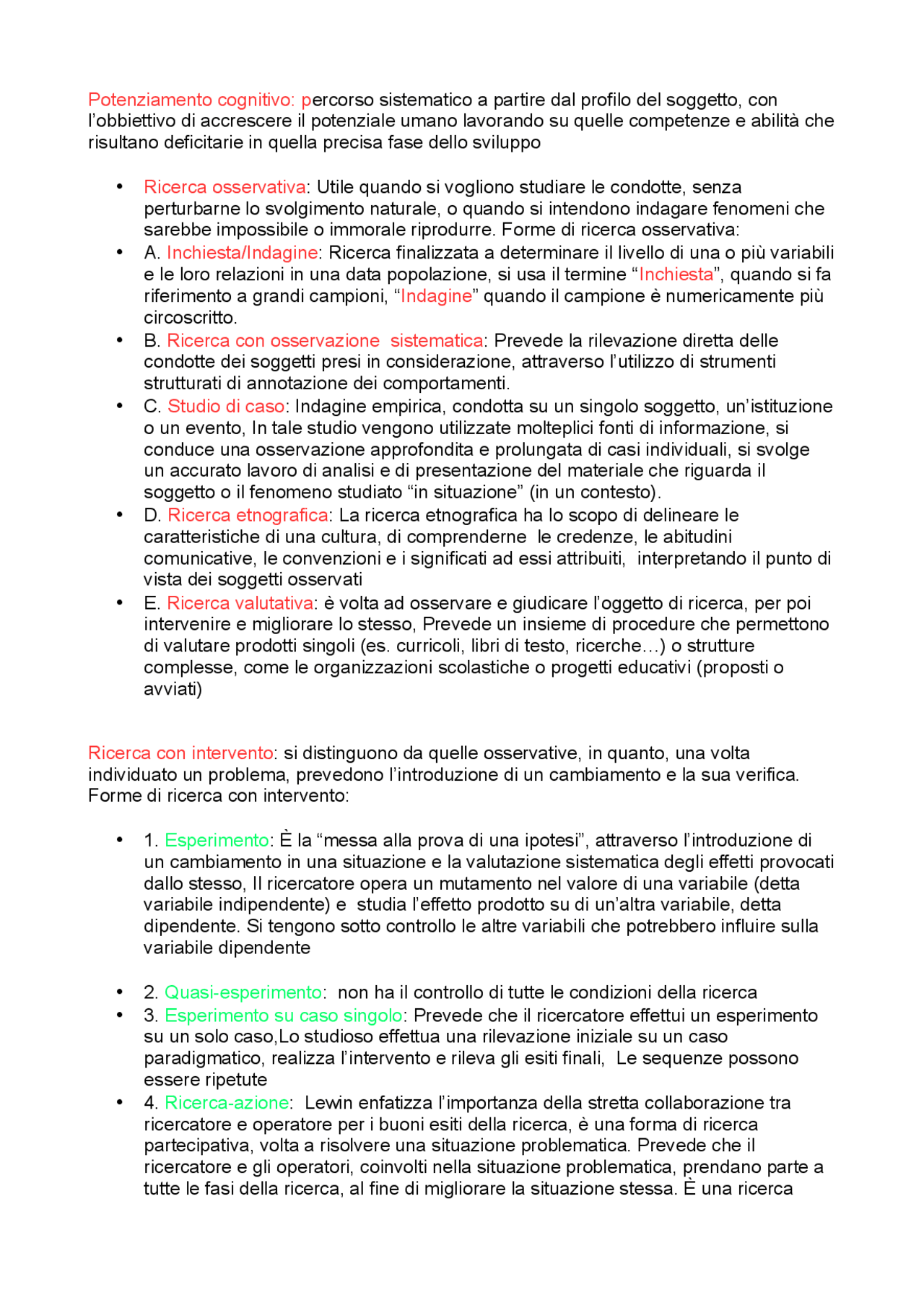 Ricerca Educativa E Pedagogia Sperimentale Docsity