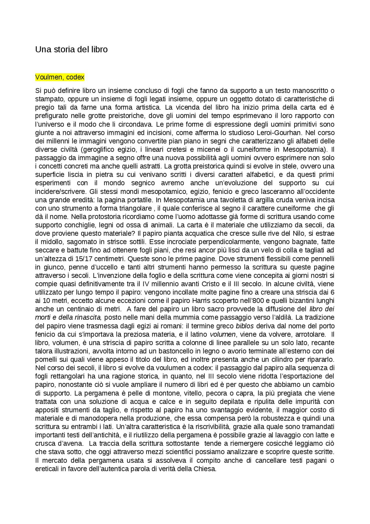 Una Storia Del Libro Docsity