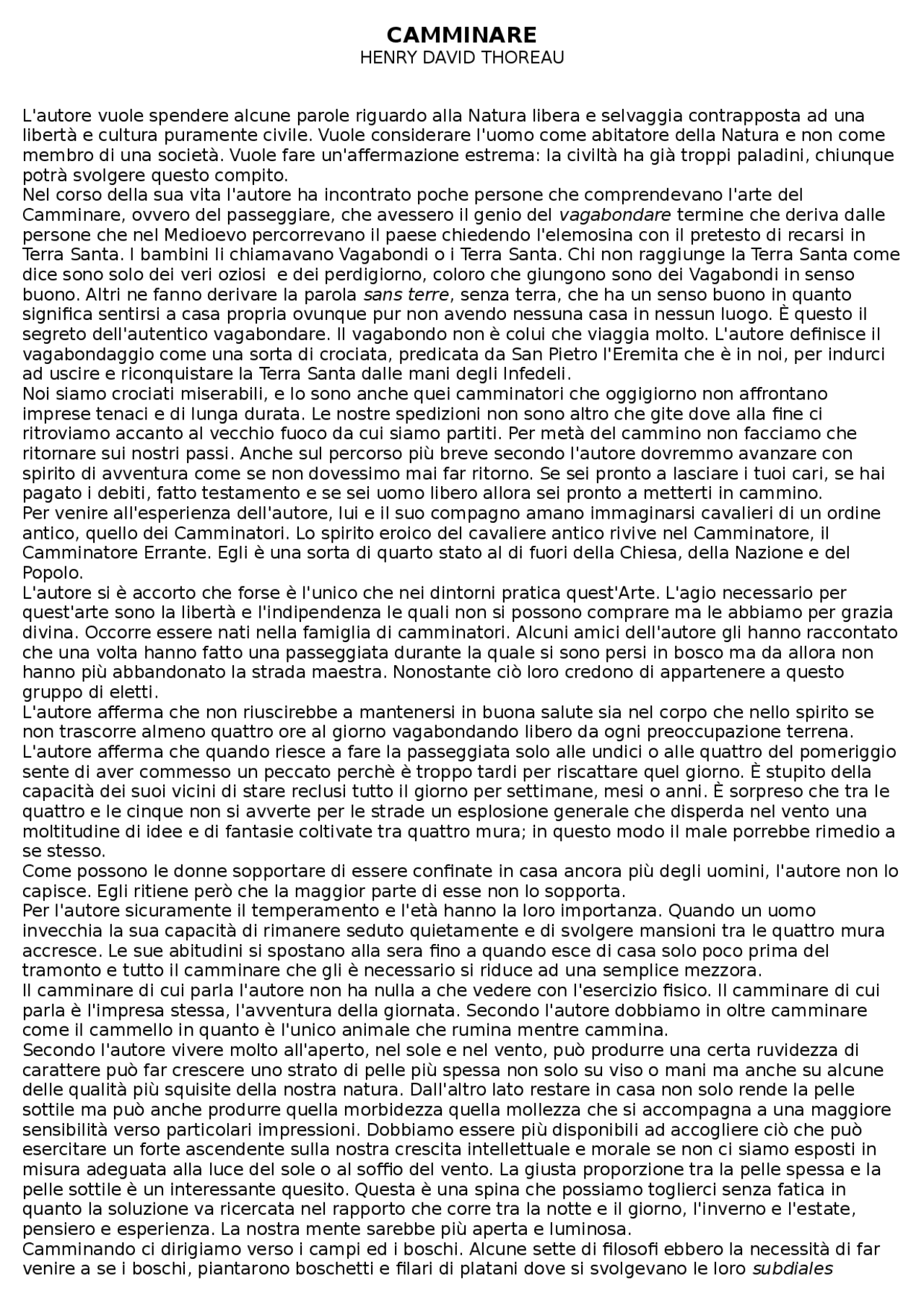 Riassunto Completo Camminare Docsity