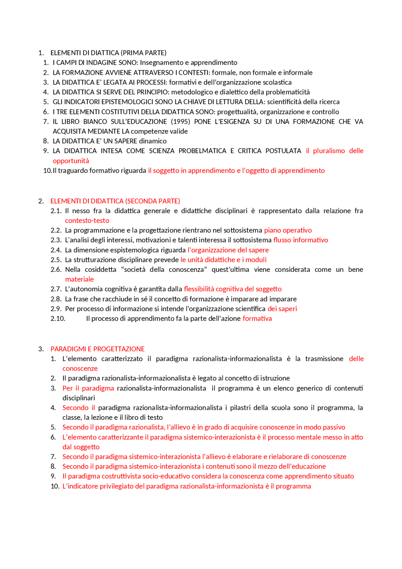 Test Didattica Generale Docsity