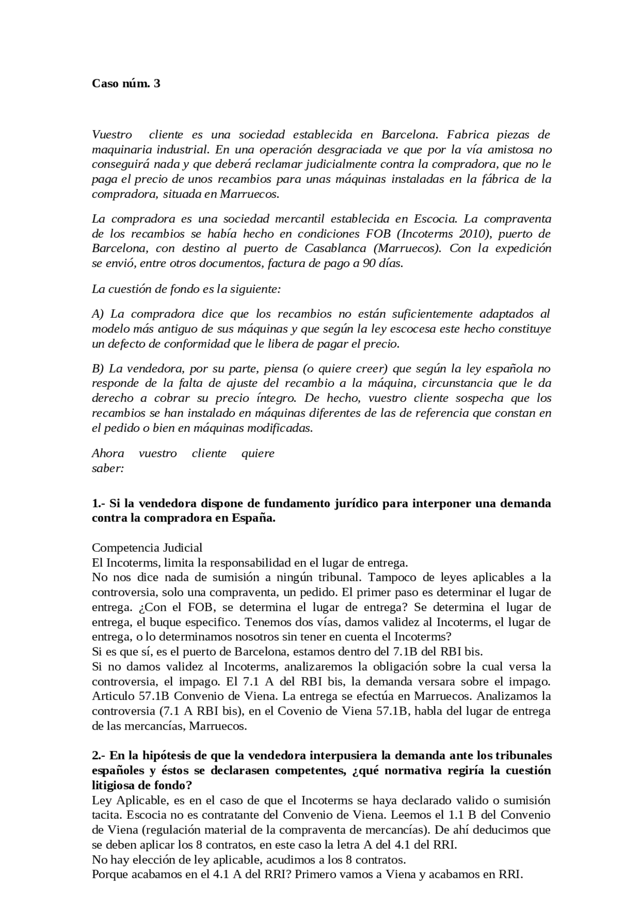 Caso Práctico De Derecho Internacional Privado Docsity