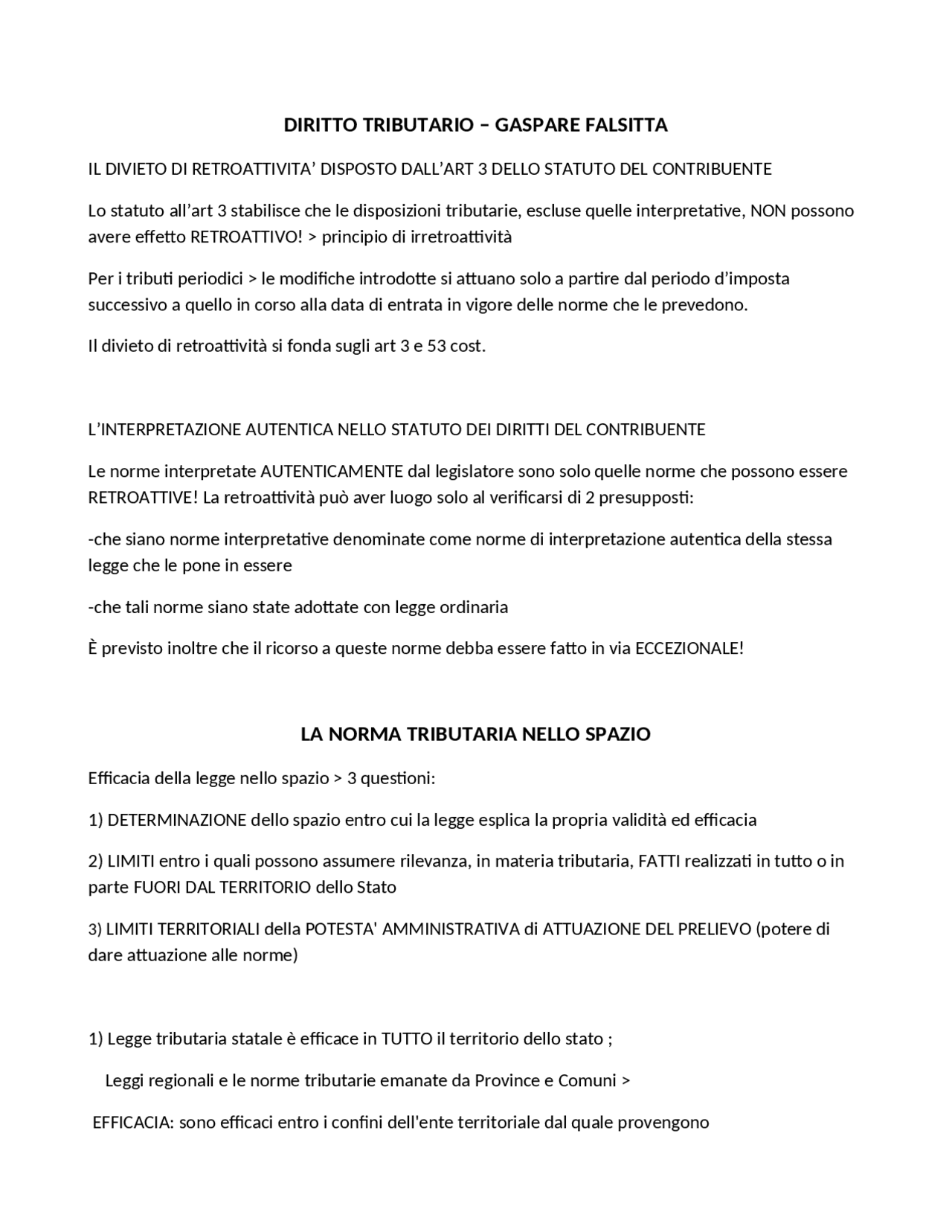 Riassunto Del Manuale Di Diritto Tributario Falsitta Docsity
