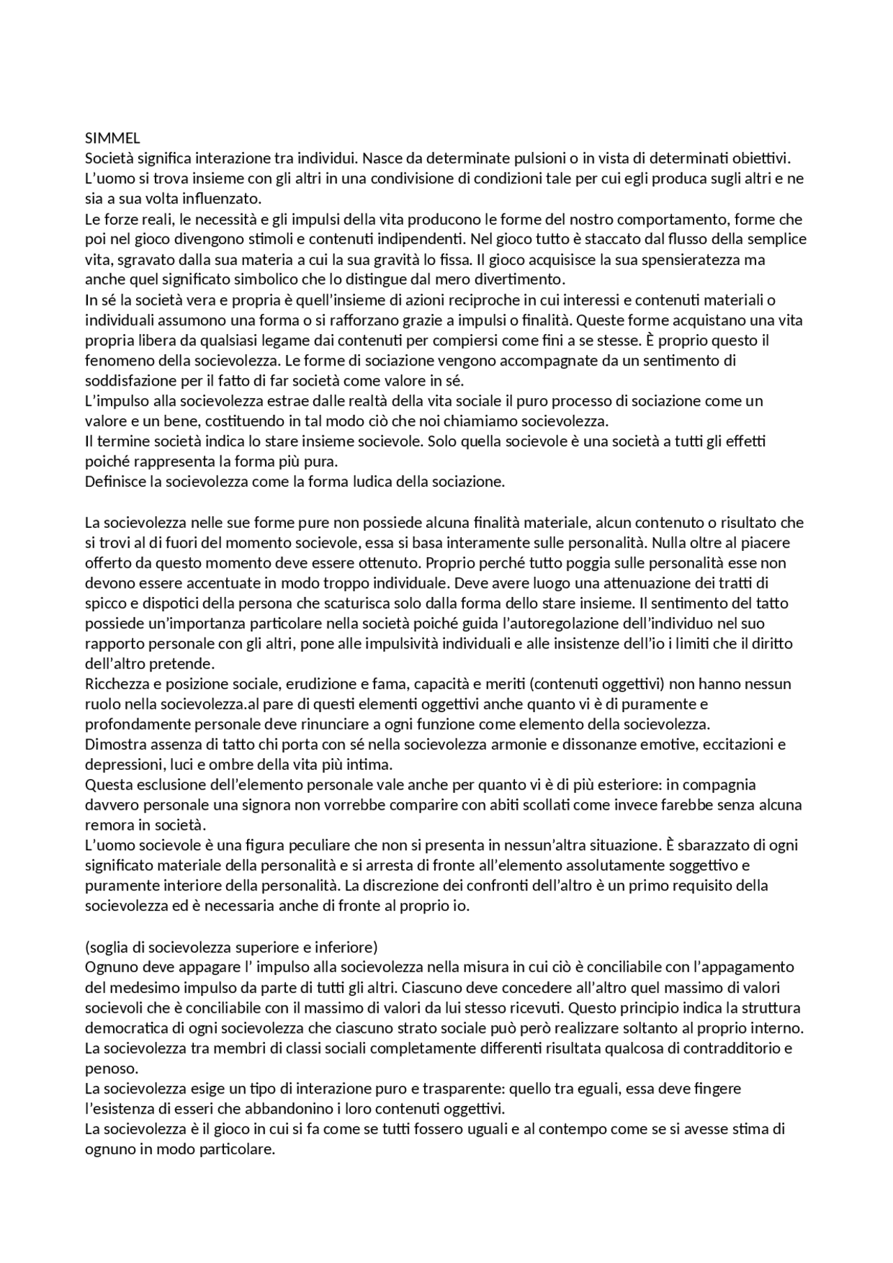 Appunti Completi Su Simmel Docsity
