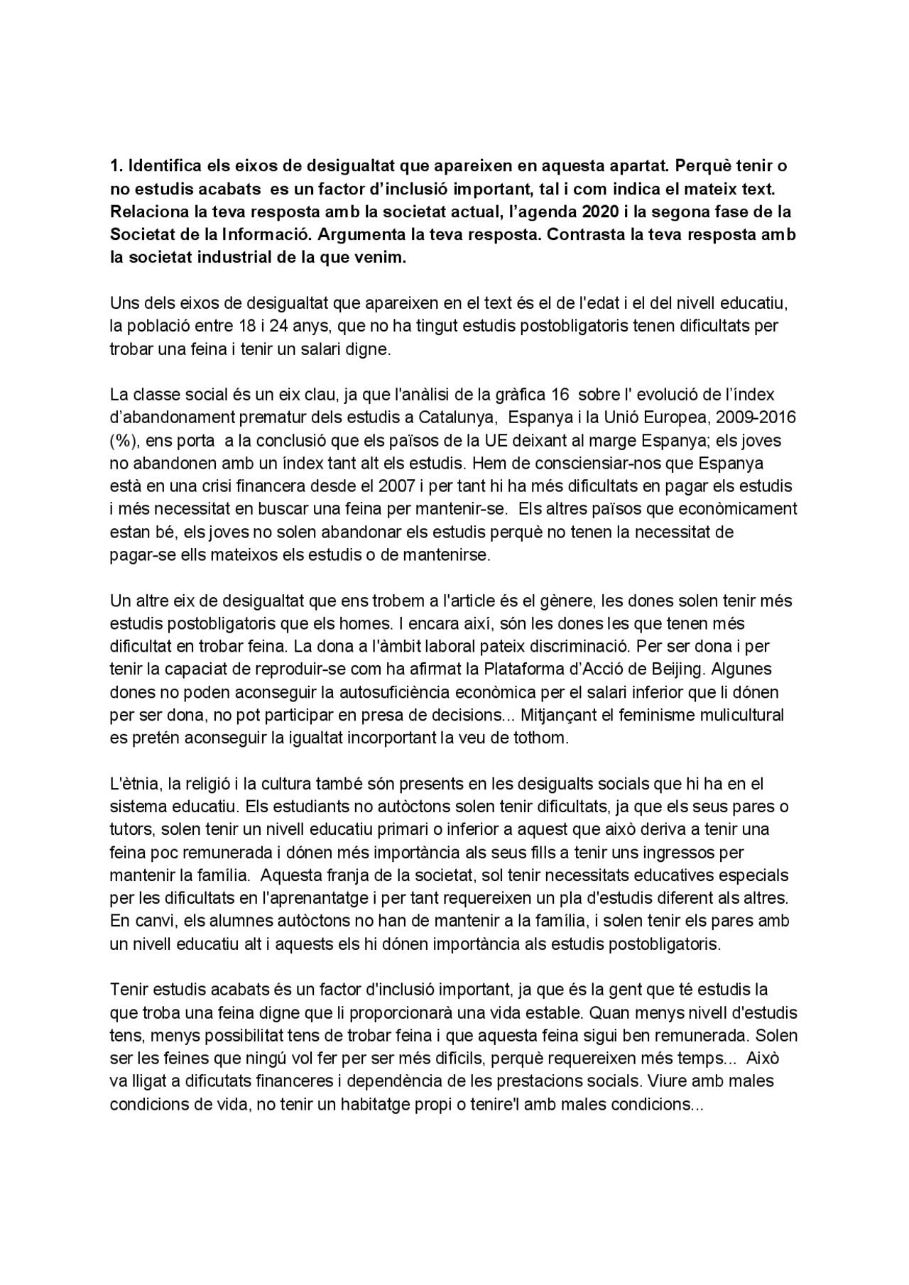Examen Sociologia Primer De Treball Social Docsity