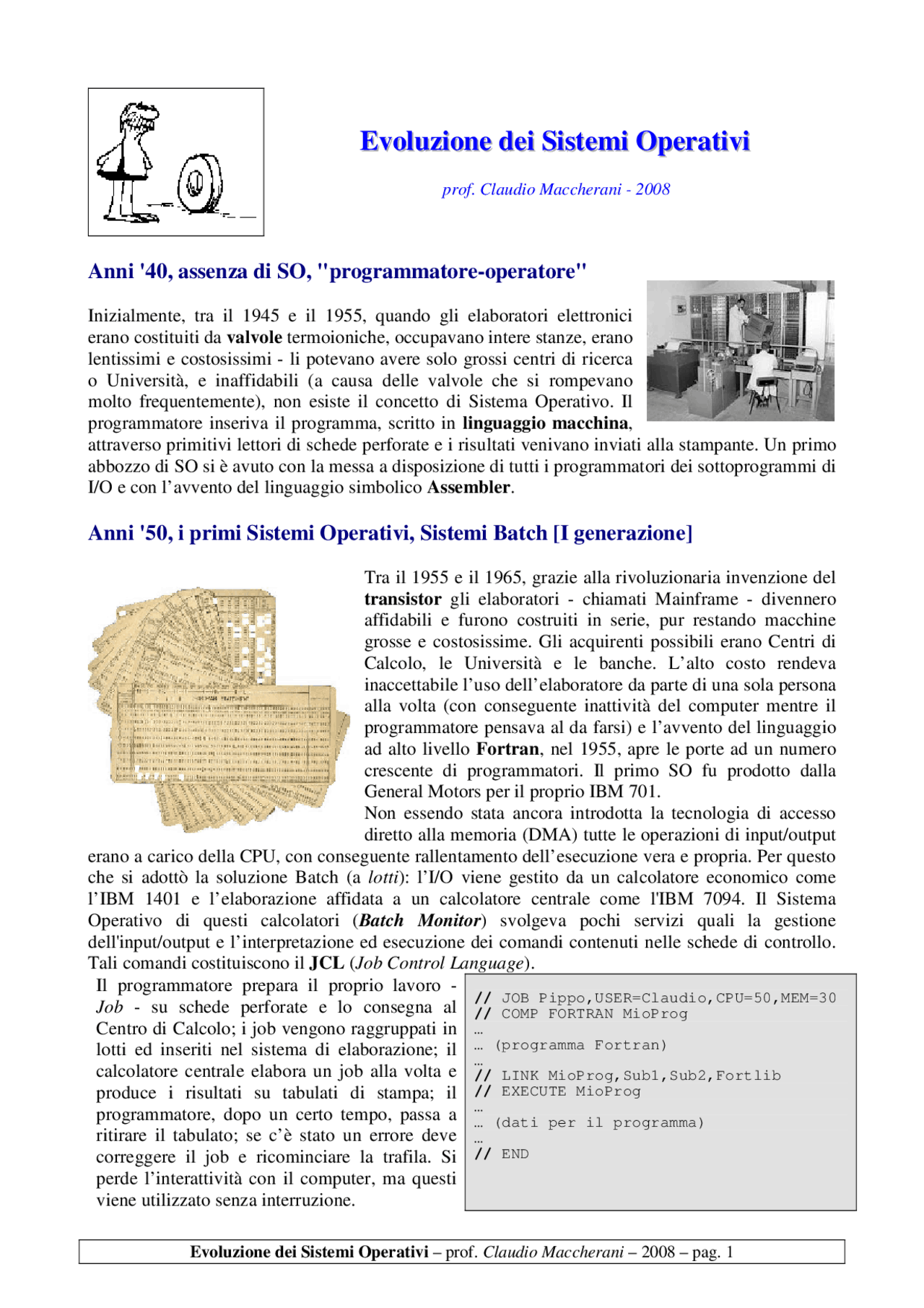 Storia Sistemi Operativi Docsity