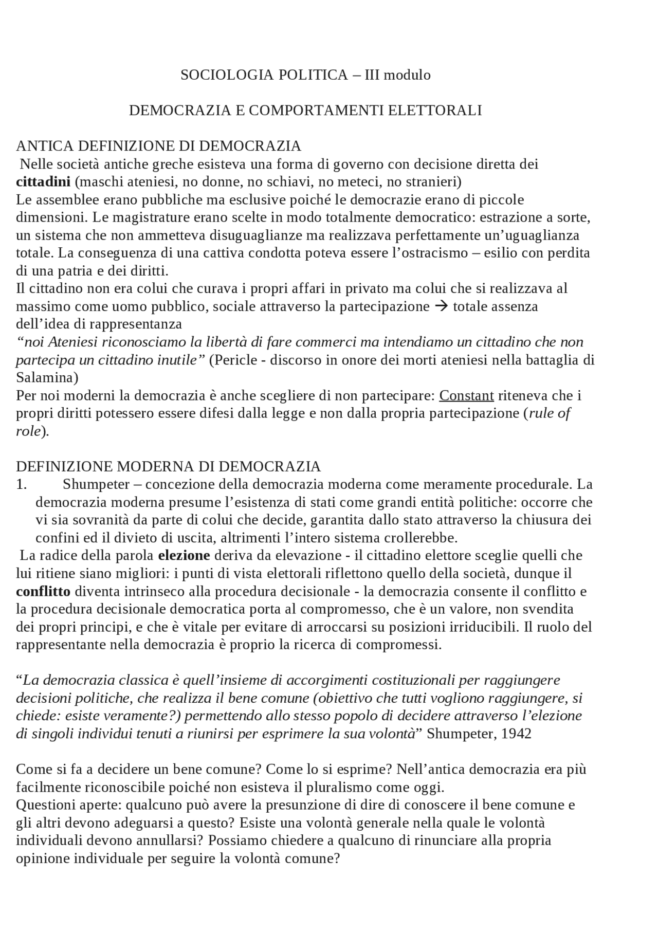 Sociologia Politica Iii Modulo Docsity