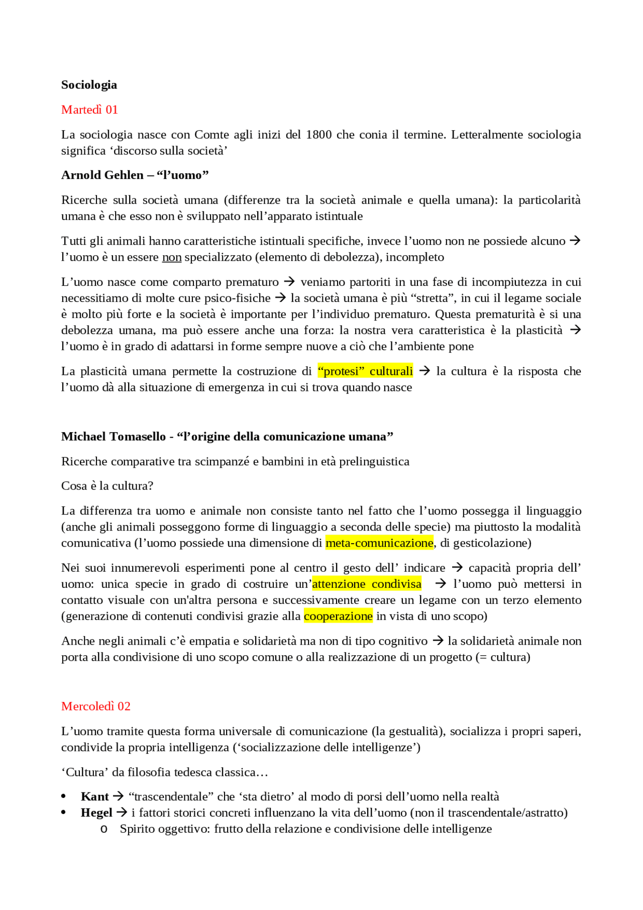 Appunti Di Sociologia Docsity