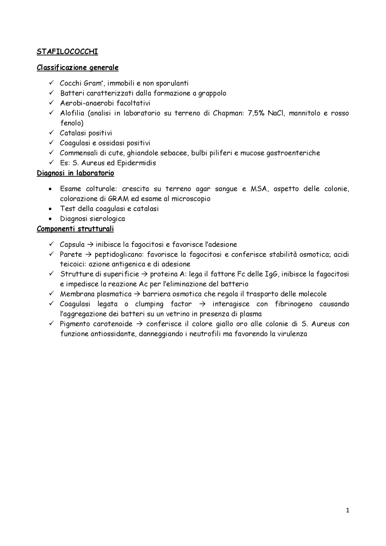 5 - Microbiologia Medica - Stafilococchi | Appunti di Microbiologia Clinica | Docsity