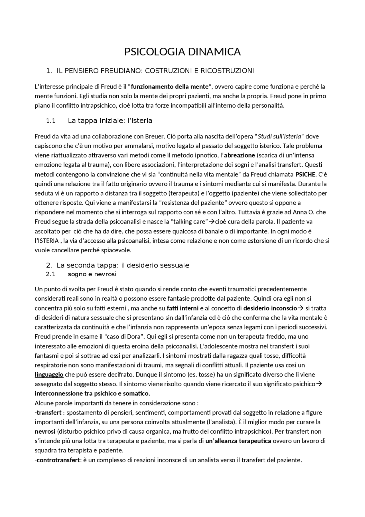 Manuale Di Psicologia Dinamica Docsity