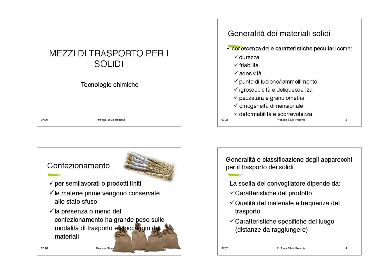 Trasporto Solidi Chimica Docsity