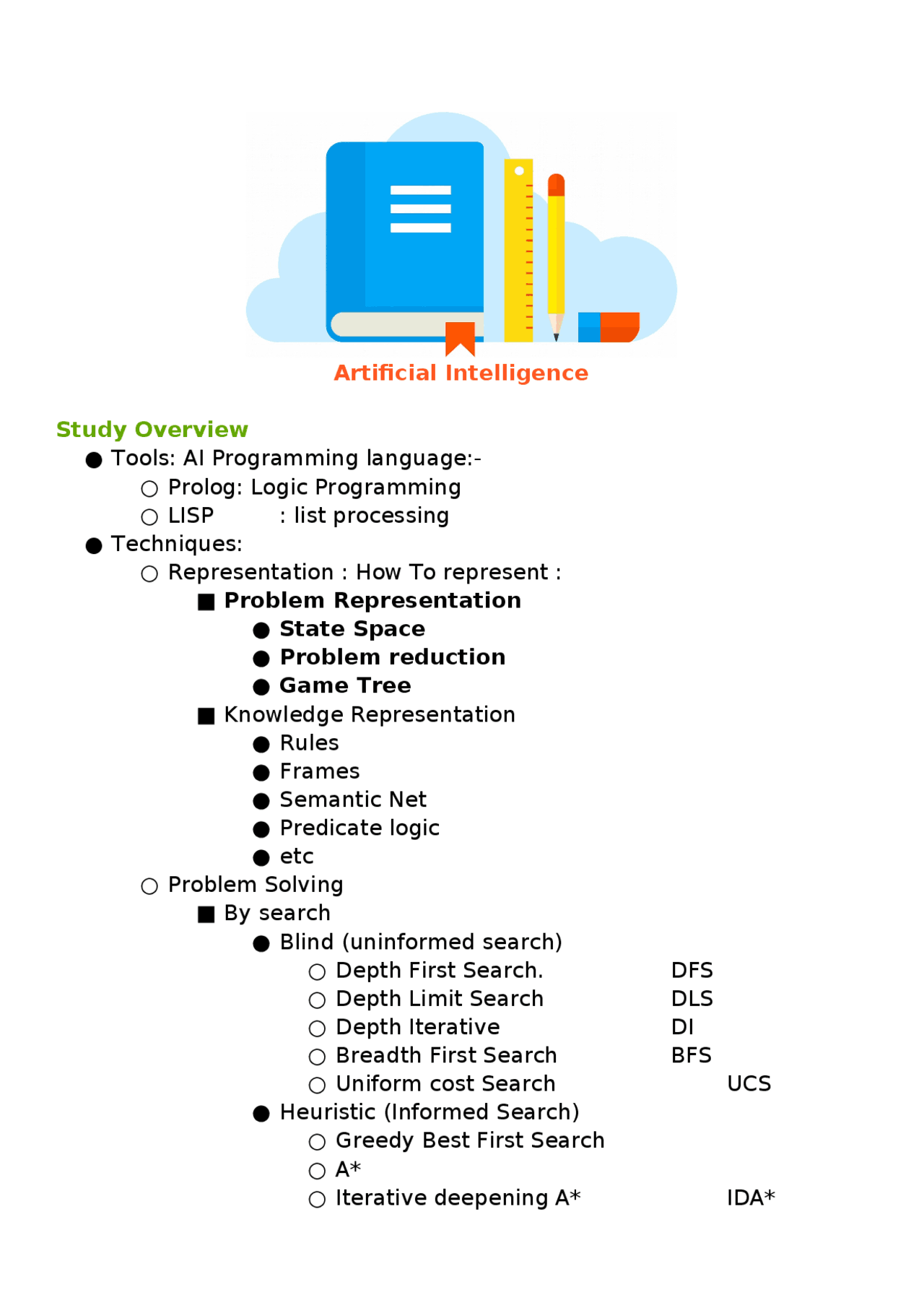 AI Class Notes and solutions - Docsity