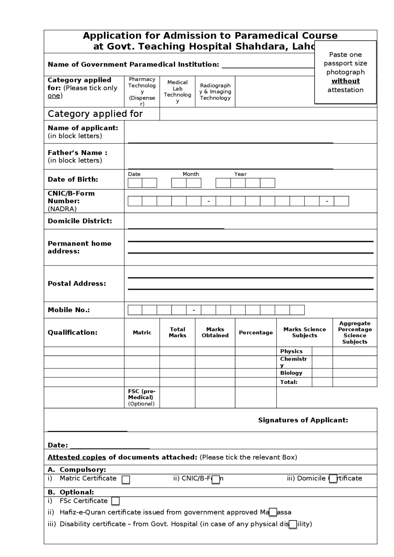Paramedical Course Application Form | Tesinas Derecho Administrativo ...