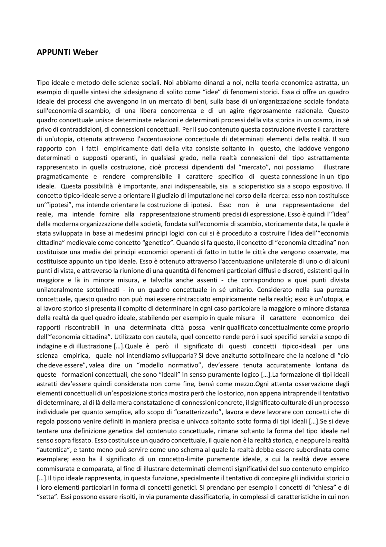 Appunti Su Max Weber Appunti Di Sociologia Docsity