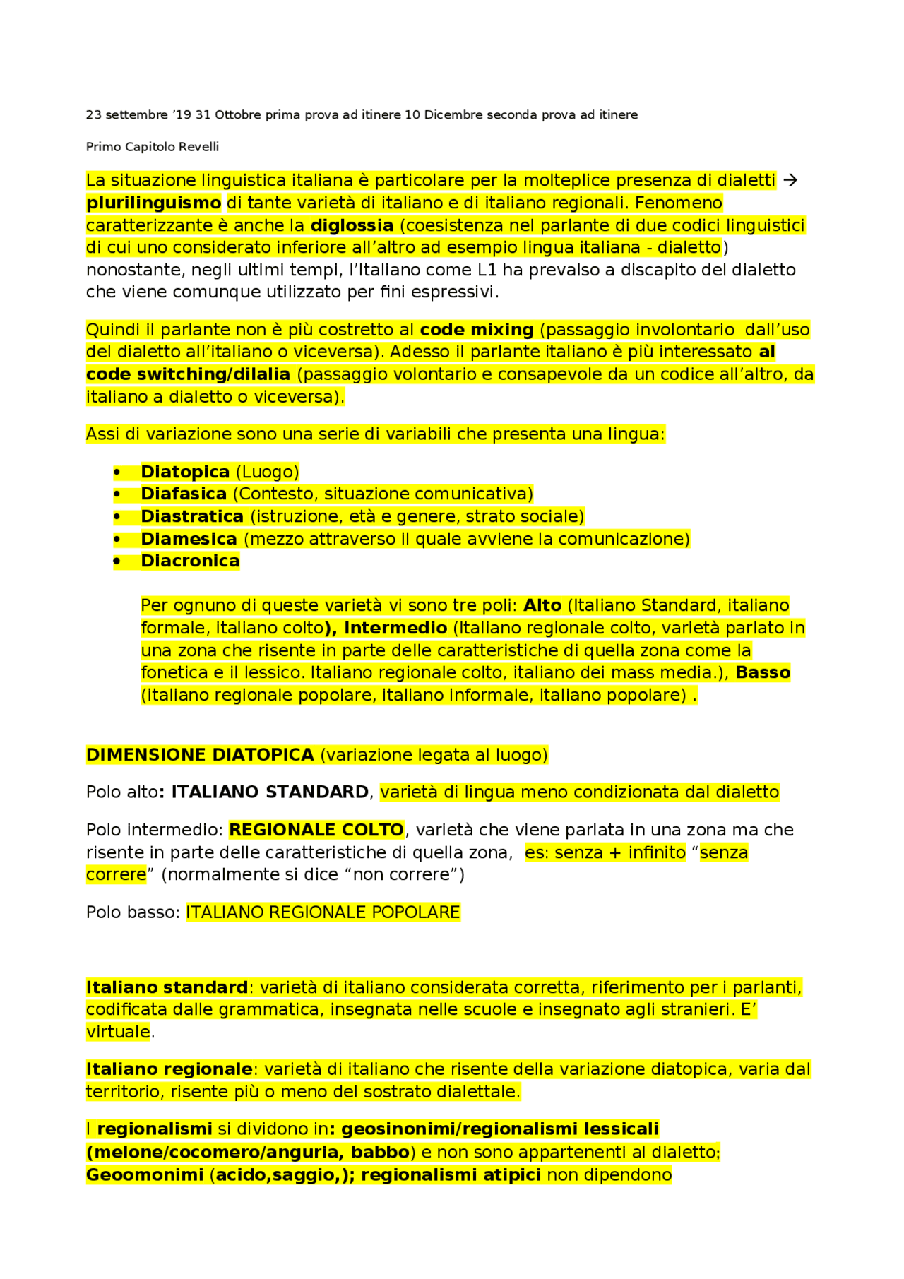 Appunti Lingua Italiana Per Stranieri Docsity