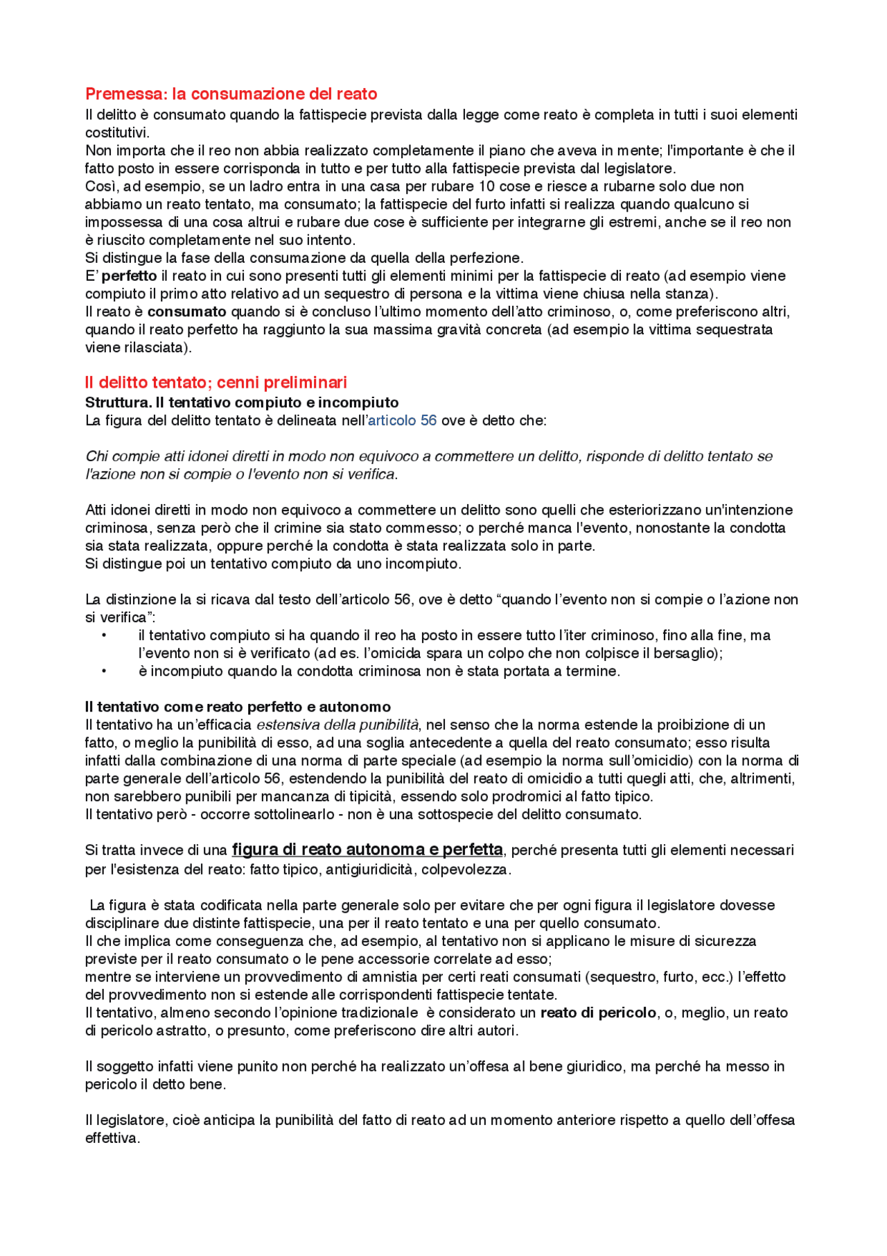 Il Tentativo Diritto Penale Docsity