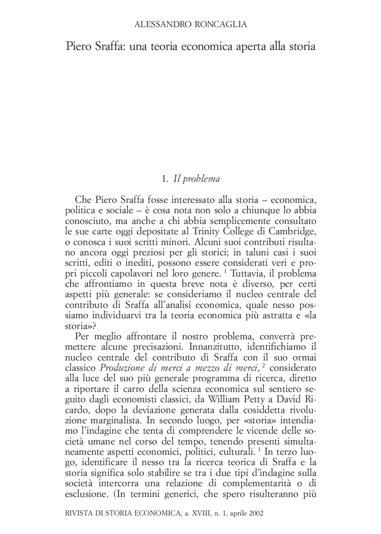 Piero Sraffa una teoria economica aperta alla storia.pdf | Appunti di ...