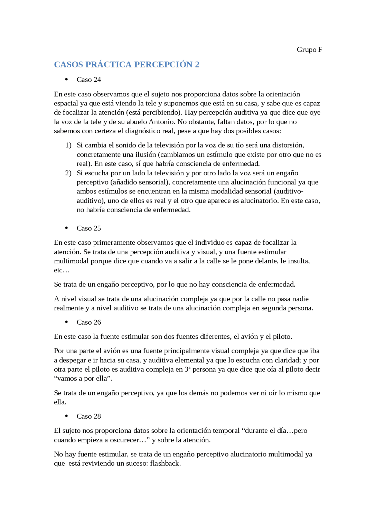 Casos Practicos Psicopatologia Ejercicios De Psicopatología Docsity